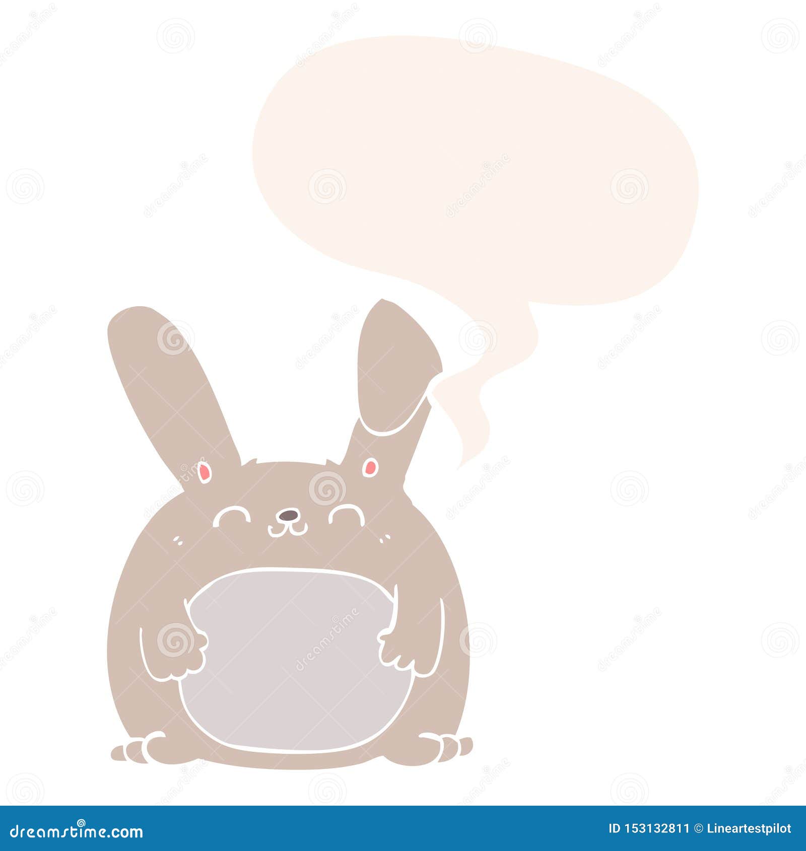 A Creative Cartoon Rabbit and Speech Bubble in Retro Style Stock Vector ...