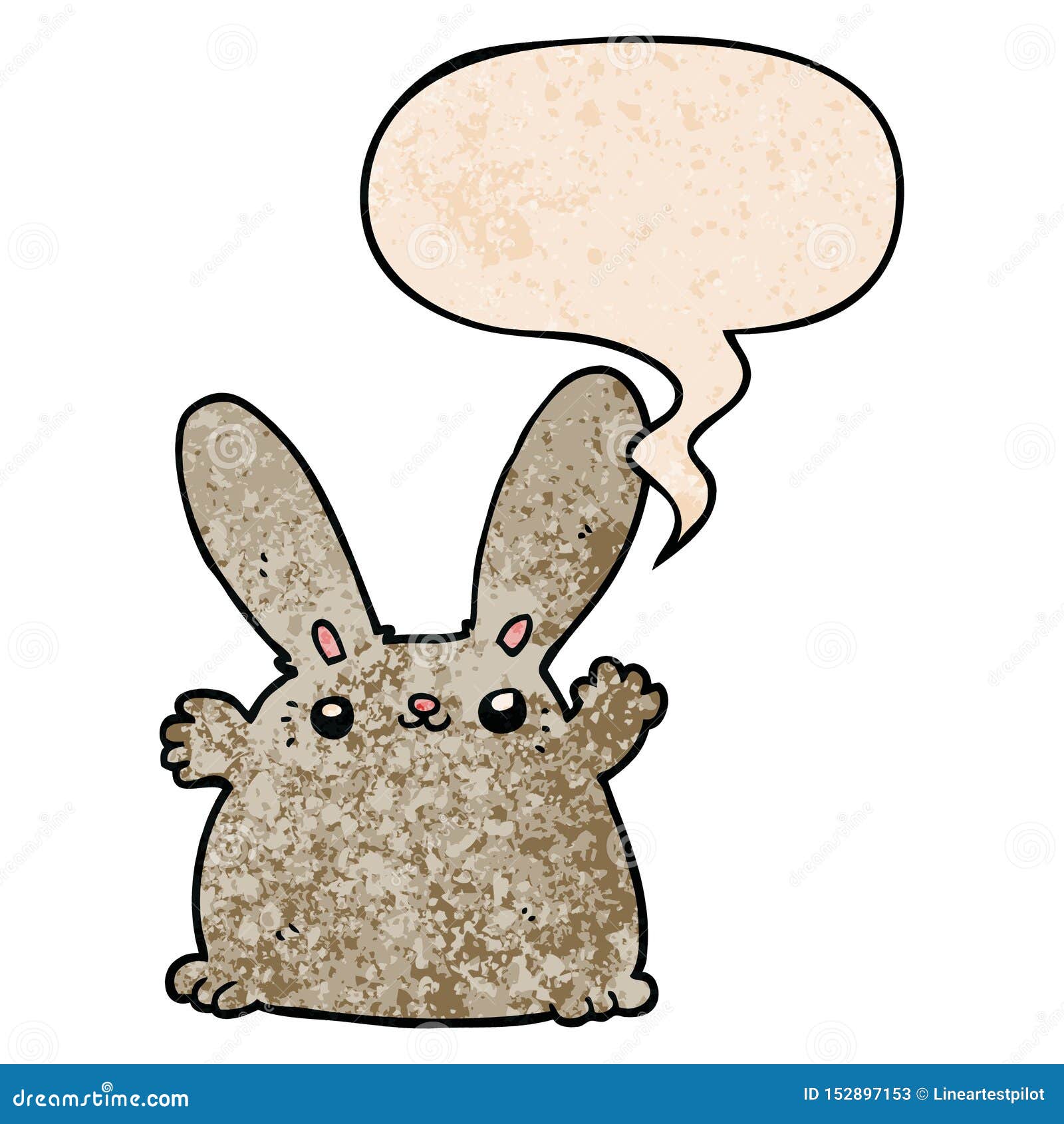 A Creative Cartoon Rabbit and Speech Bubble in Retro Texture Style ...