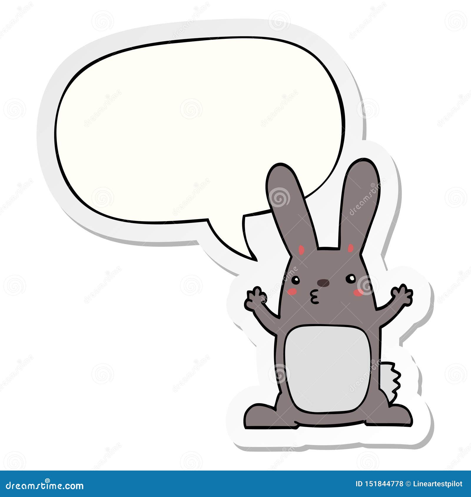 A Creative Cartoon Rabbit and Speech Bubble Sticker Stock Vector ...