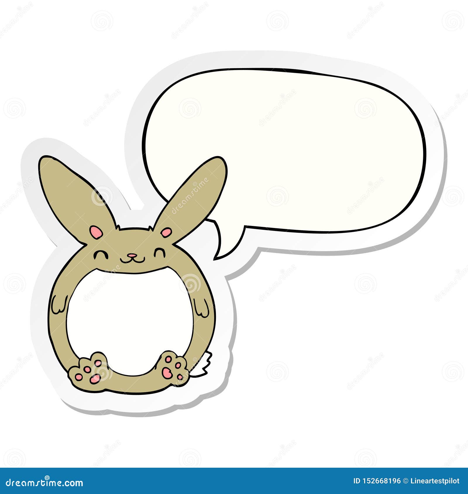 A Creative Cartoon Rabbit and Speech Bubble Sticker Stock Vector ...