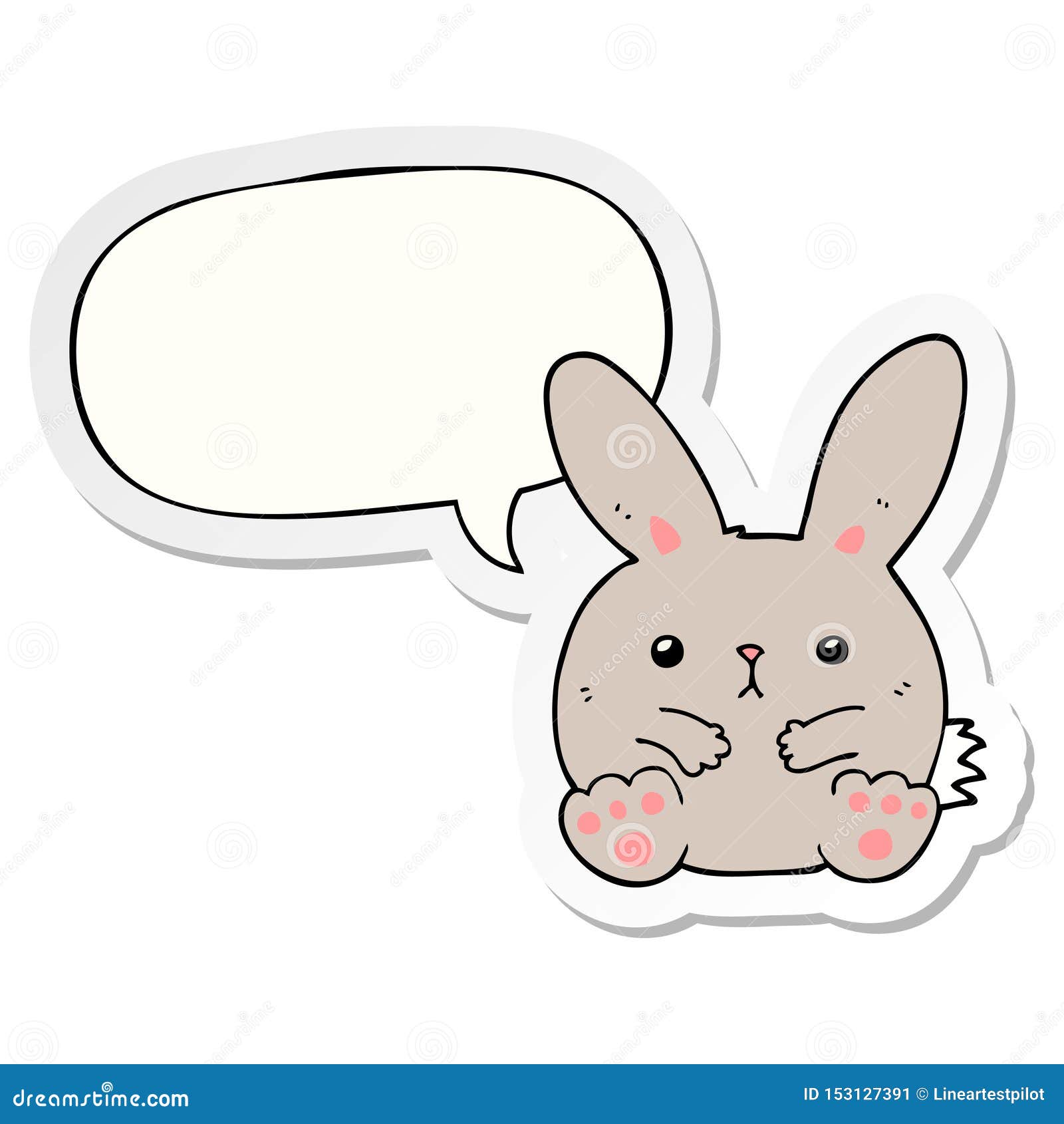 A Creative Cartoon Rabbit and Speech Bubble Sticker Stock Vector ...