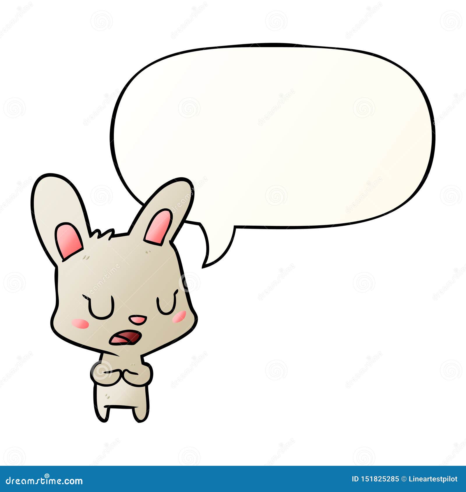 A Creative Cartoon Rabbit Talking and Speech Bubble in Smooth Gradient ...