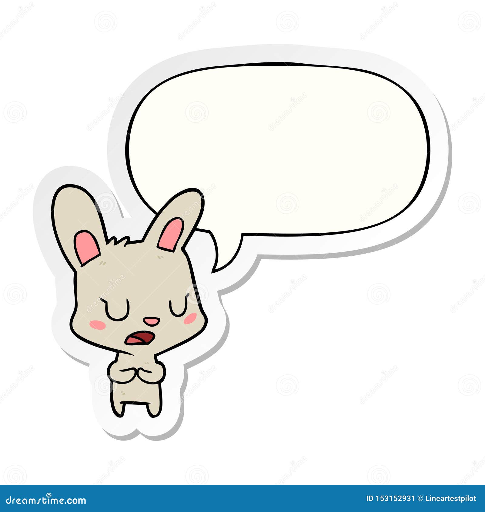 A Creative Cartoon Rabbit Talking and Speech Bubble Sticker Stock ...