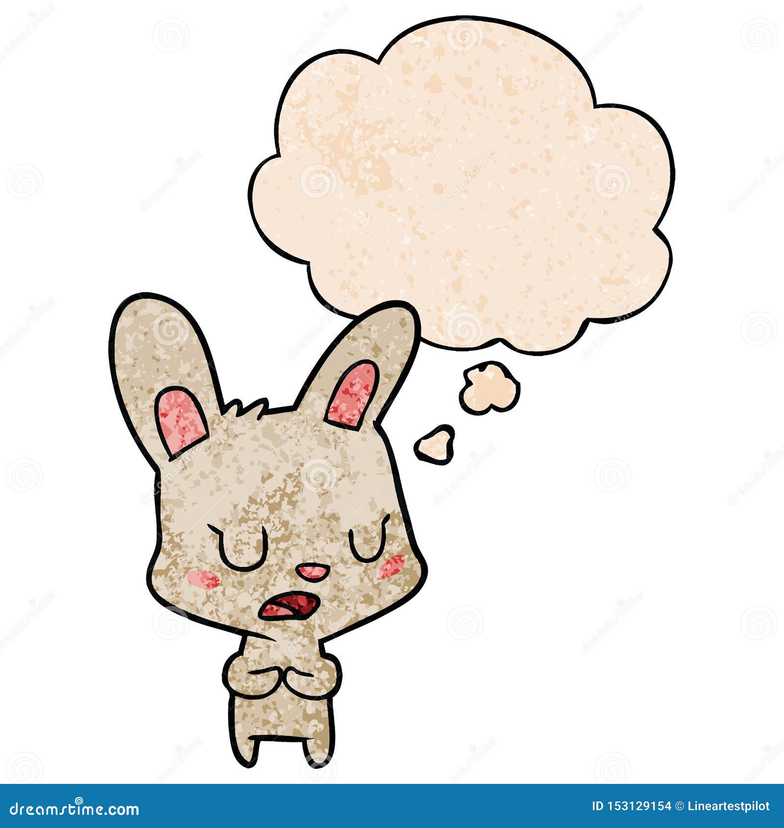 A Creative Cartoon Rabbit Talking and Thought Bubble in Grunge Texture ...