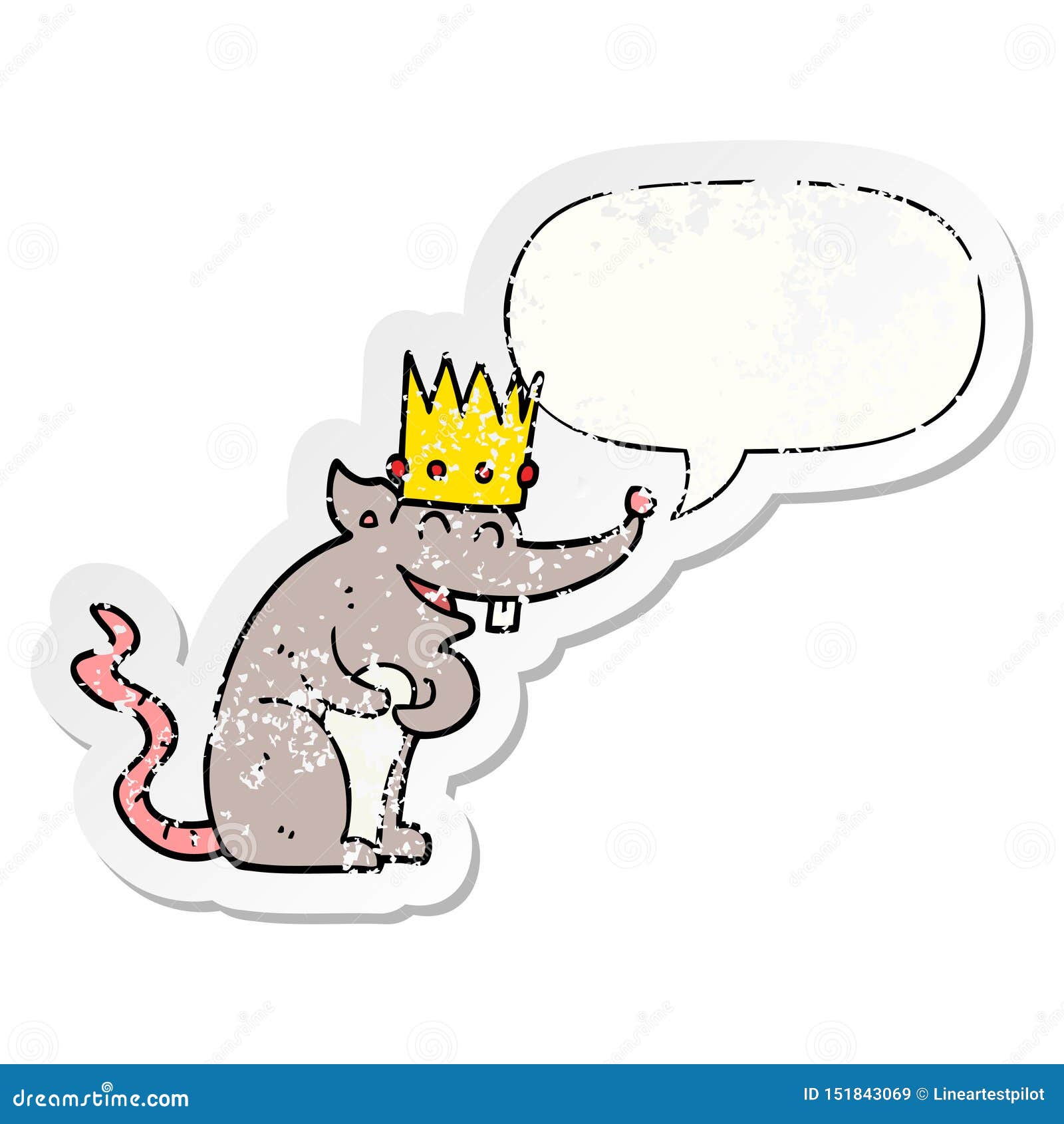 A Creative Cartoon Rat King Laughing and Speech Bubble Distressed ...