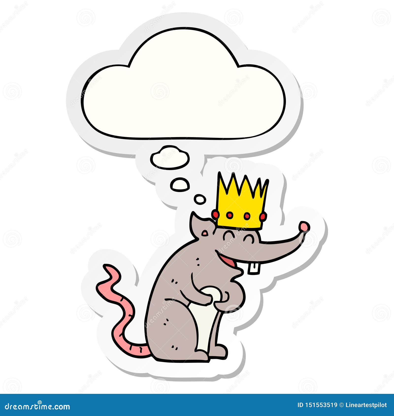A Creative Cartoon Rat King Laughing and Thought Bubble As a Printed ...