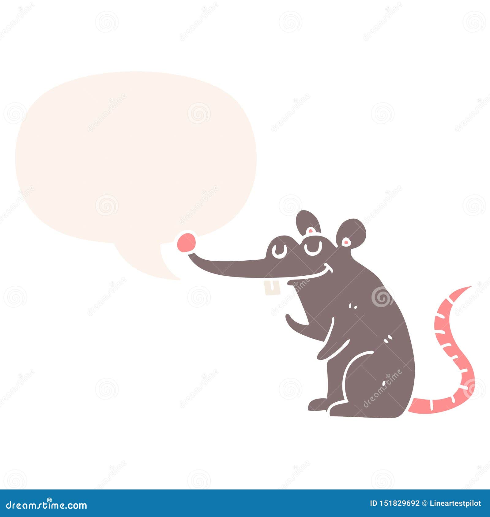 A Creative Cartoon Rat and Speech Bubble in Retro Style Stock Vector ...