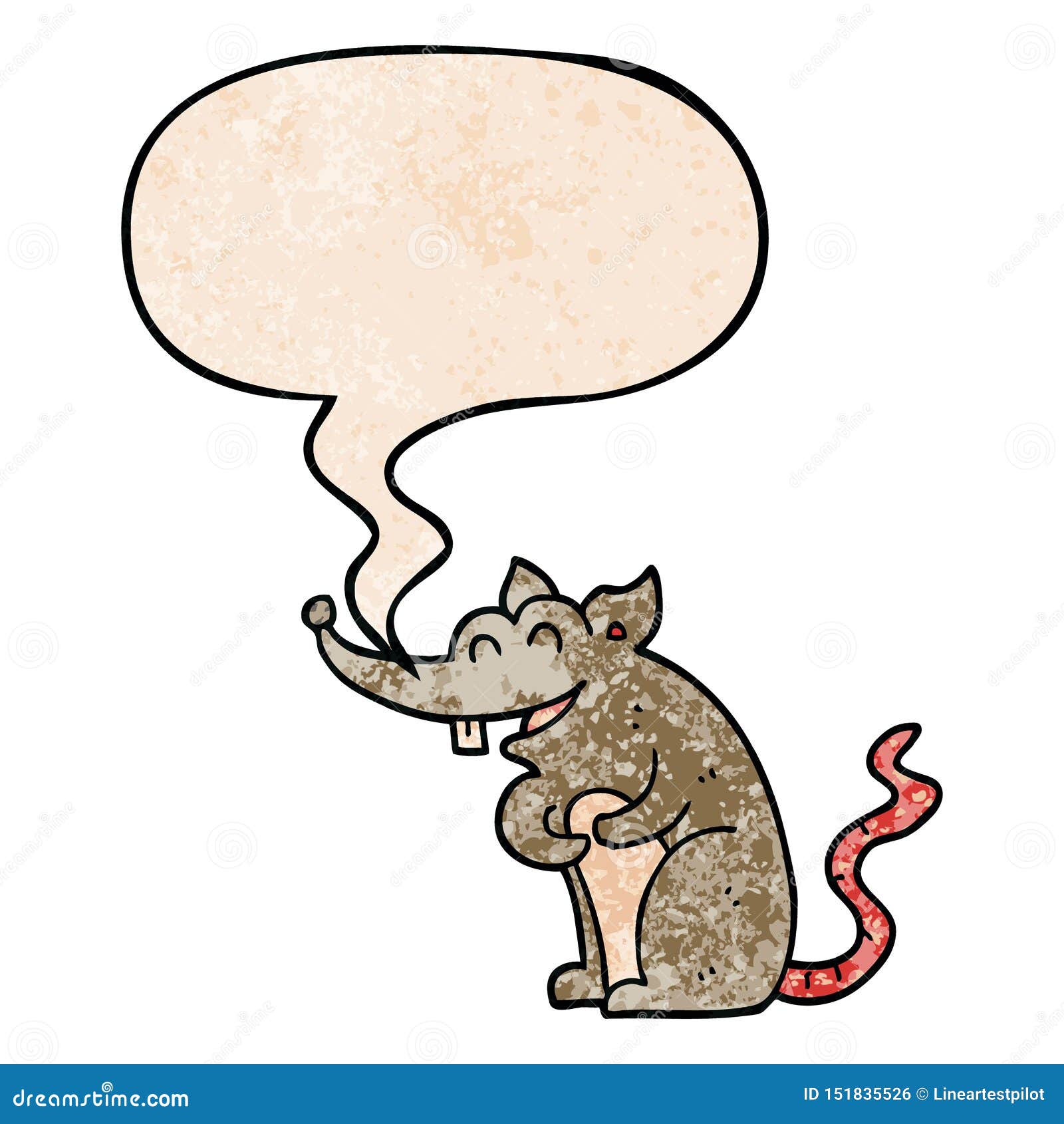 A Creative Cartoon Rat and Speech Bubble in Retro Texture Style Stock ...
