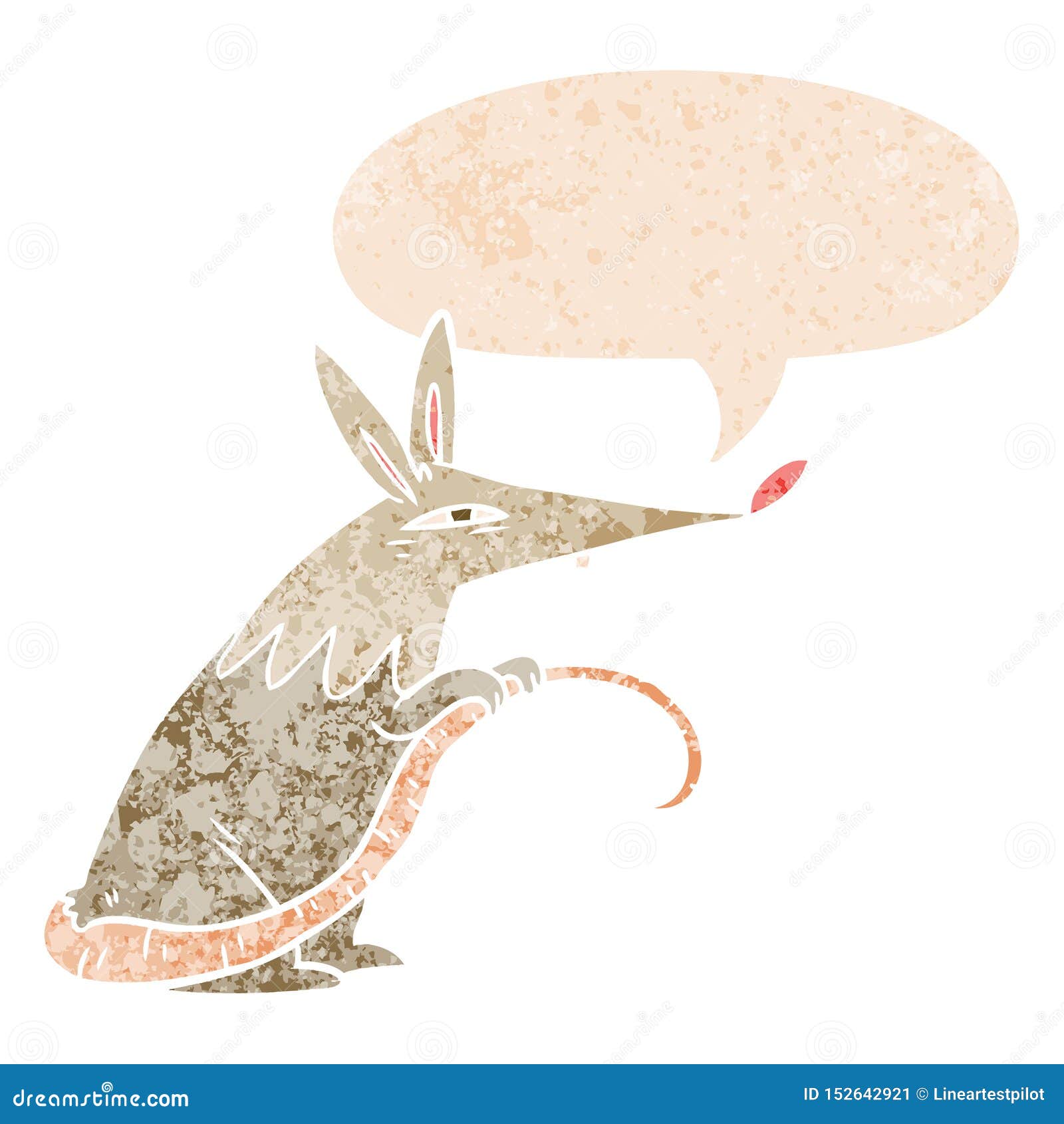 A Creative Cartoon Rat and Speech Bubble in Retro Textured Style Stock ...