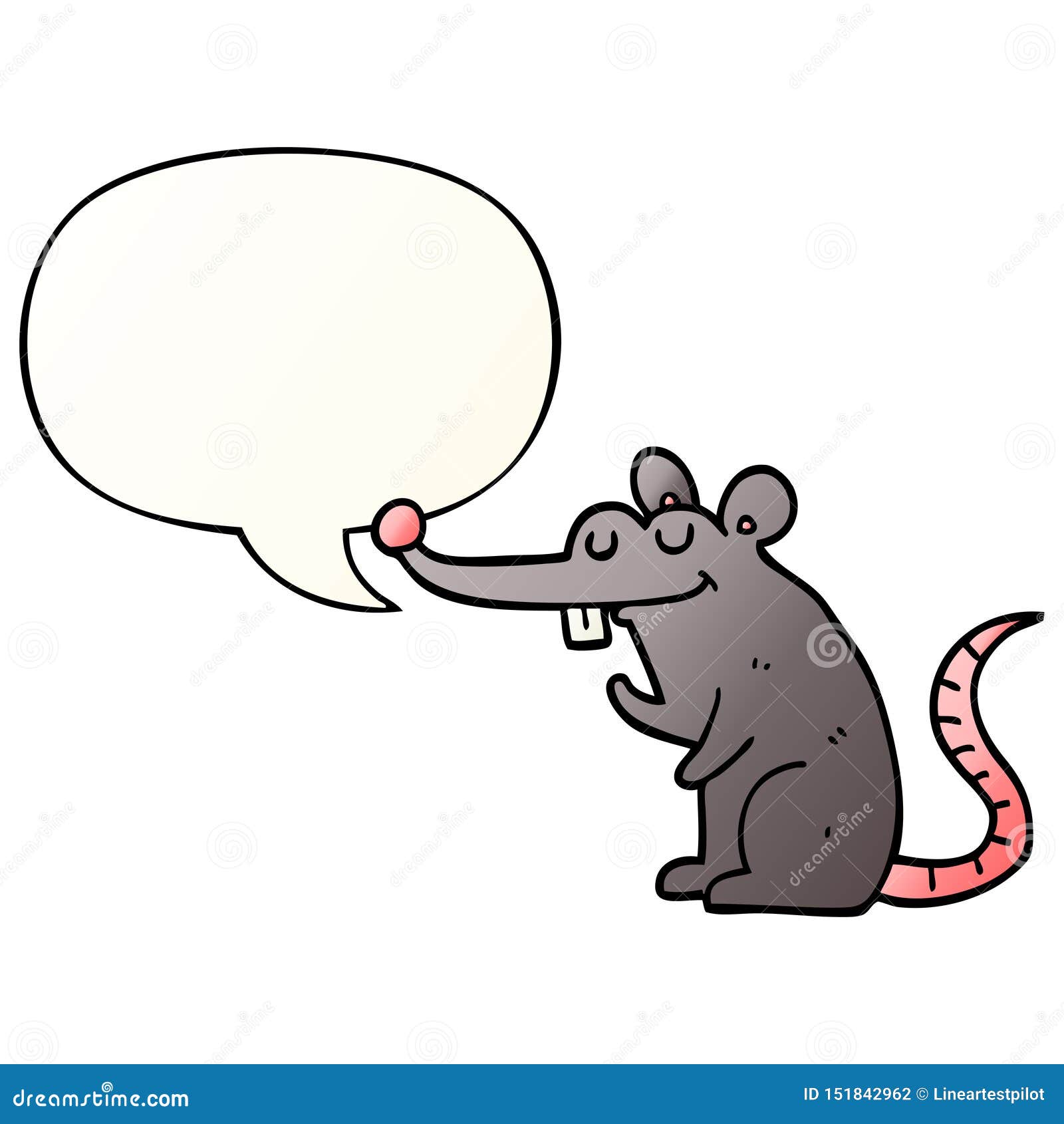 A Creative Cartoon Rat and Speech Bubble in Smooth Gradient Style Stock ...