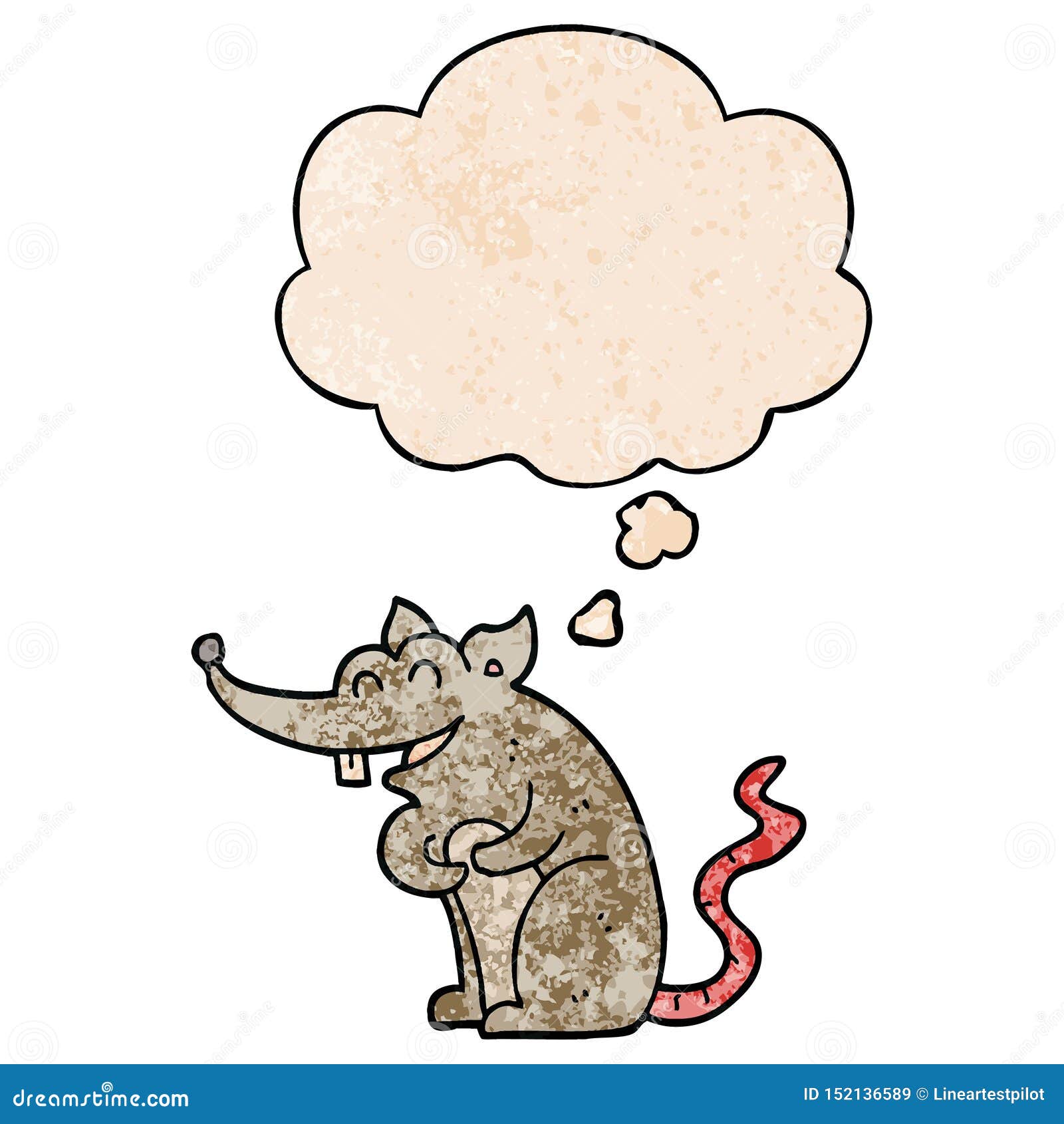 A Creative Cartoon Rat and Thought Bubble in Grunge Texture Pattern ...