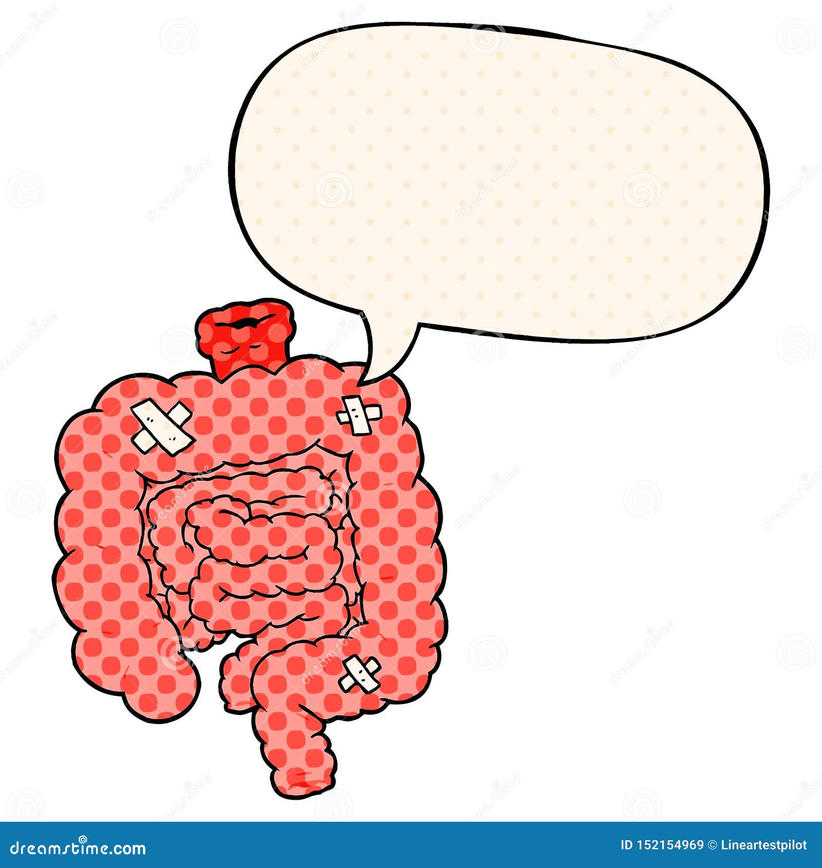 A Creative Cartoon Repaired Intestines and Speech Bubble in Comic Book ...
