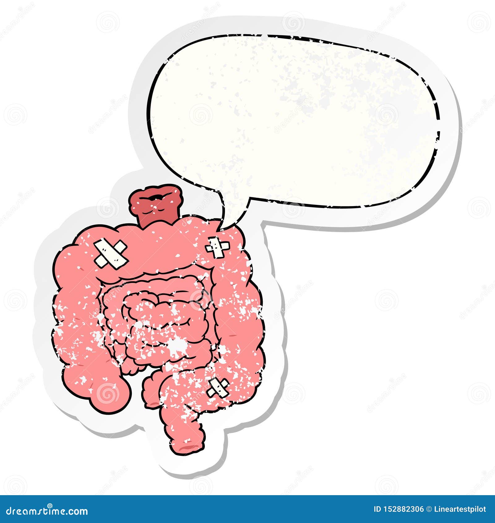 A Creative Cartoon Repaired Intestines and Speech Bubble Distressed ...
