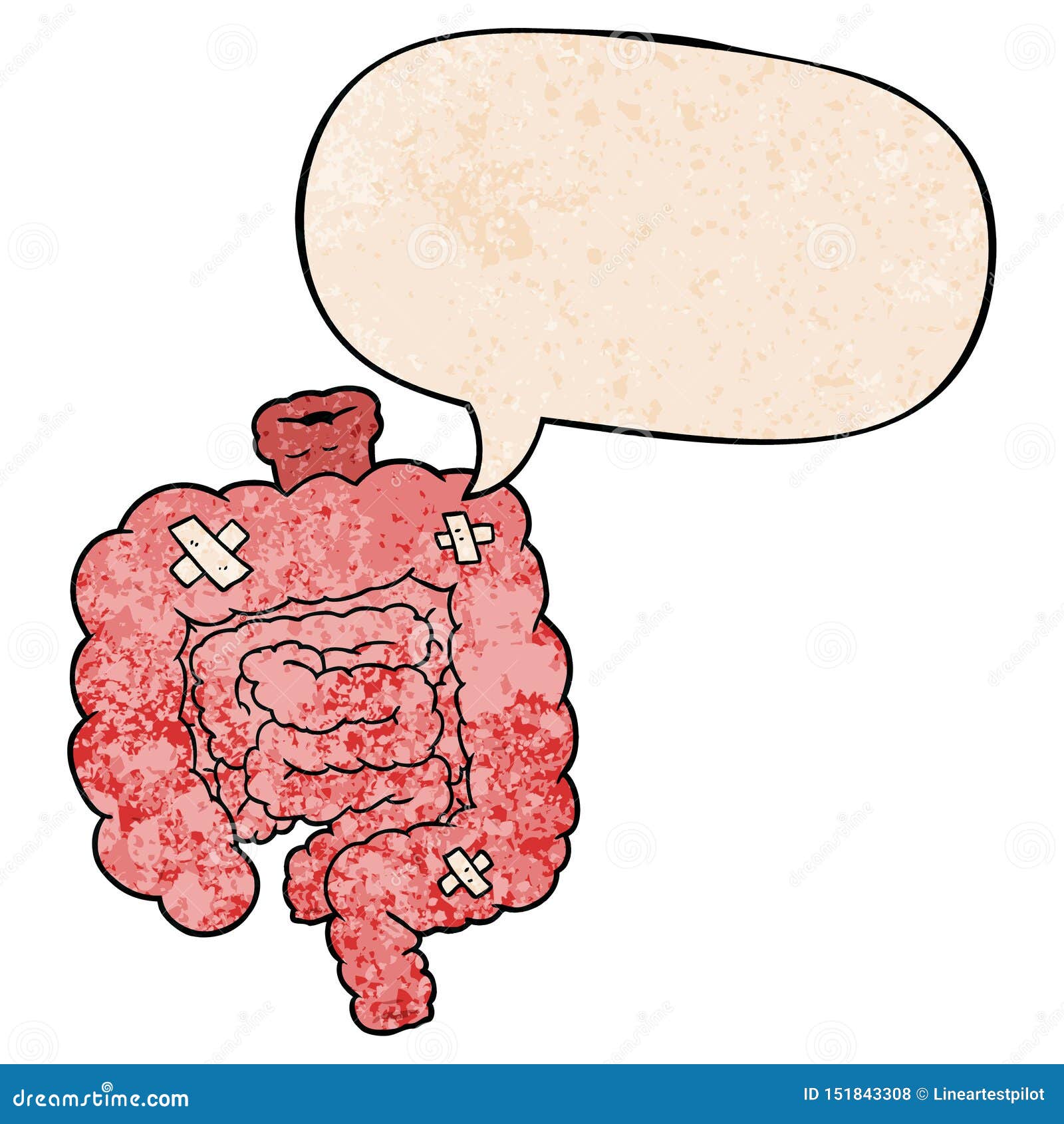 A Creative Cartoon Repaired Intestines and Speech Bubble in Retro ...