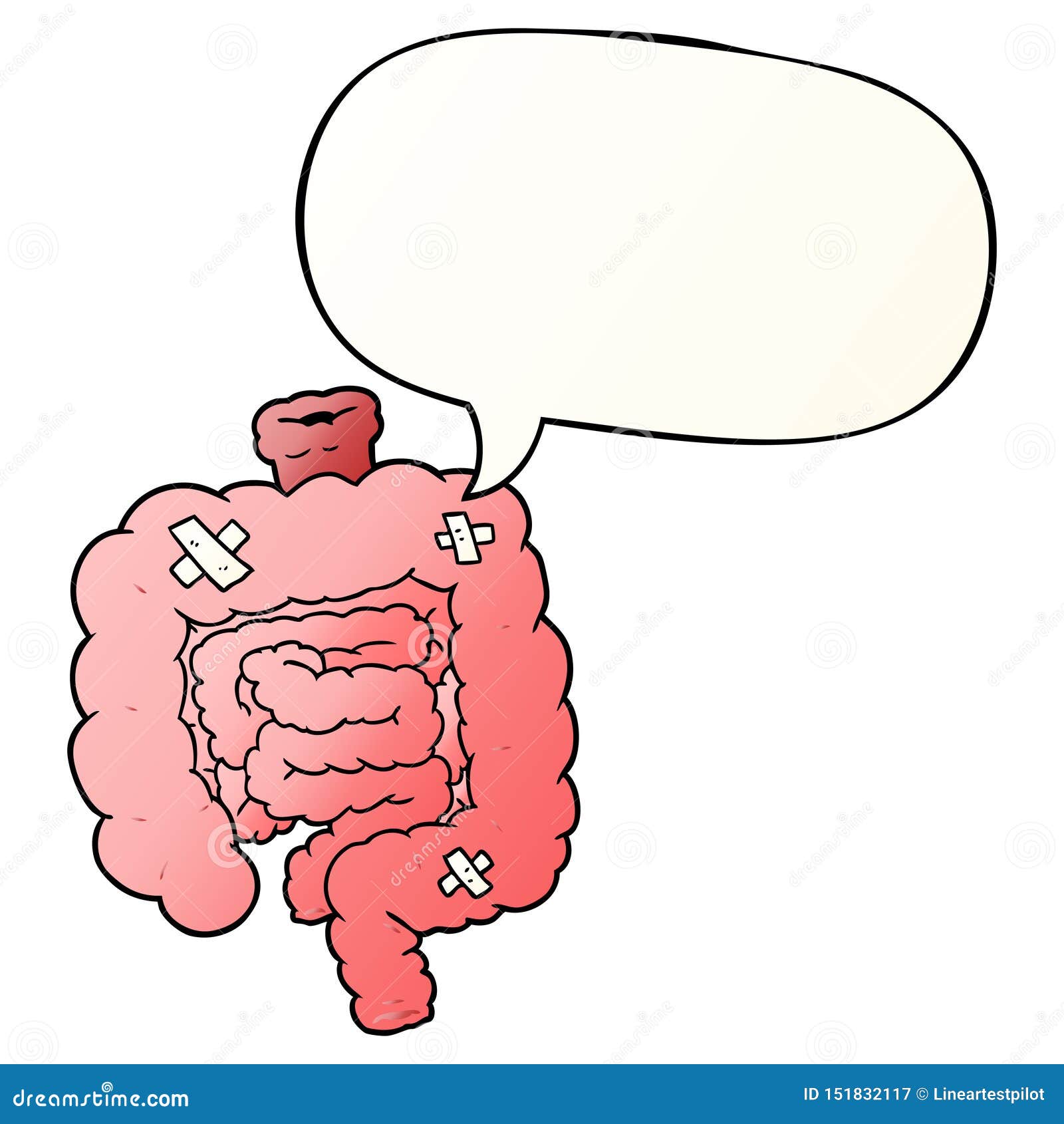 A Creative Cartoon Repaired Intestines and Speech Bubble in Smooth ...