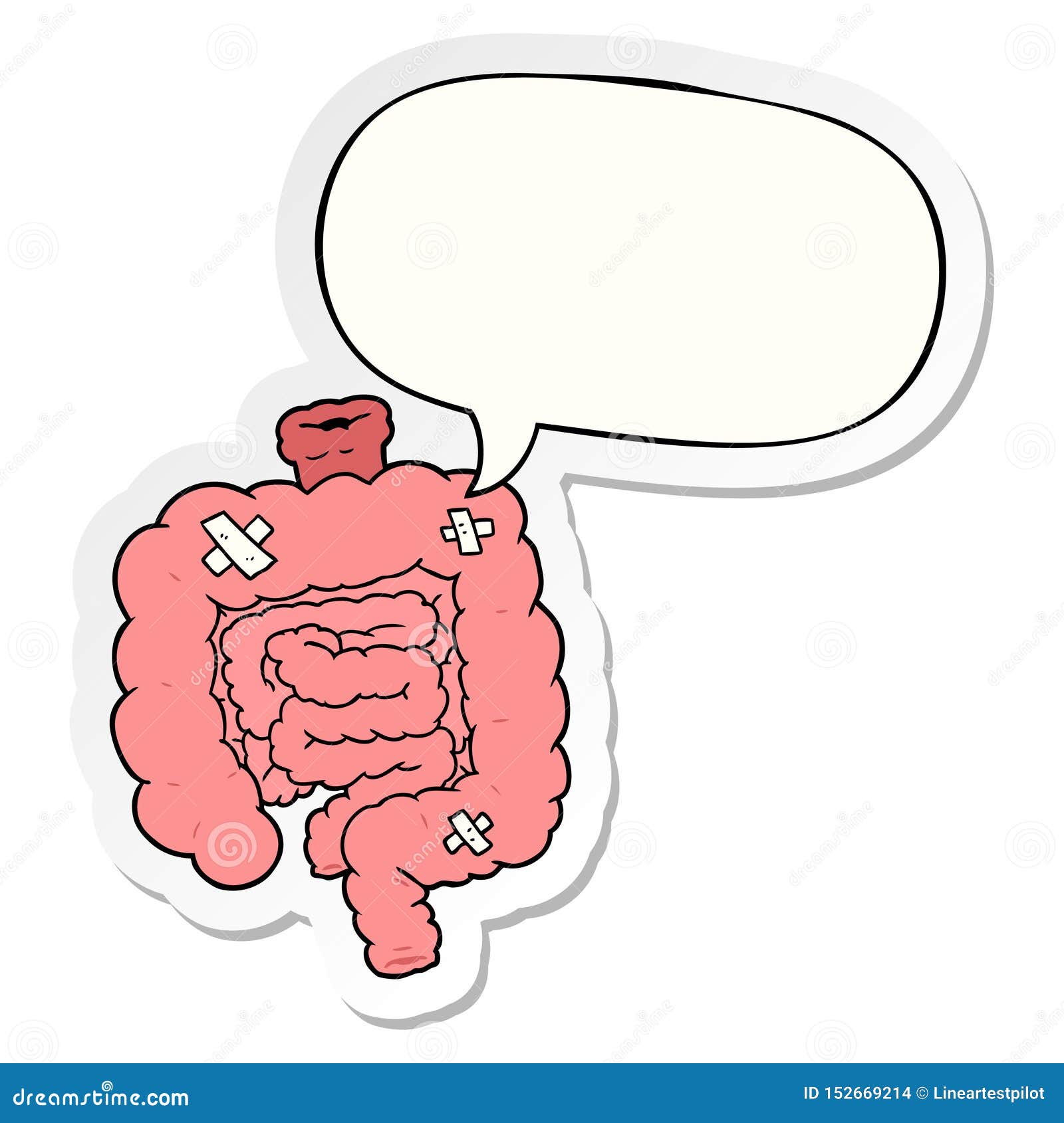 A Creative Cartoon Repaired Intestines and Speech Bubble Sticker Stock ...