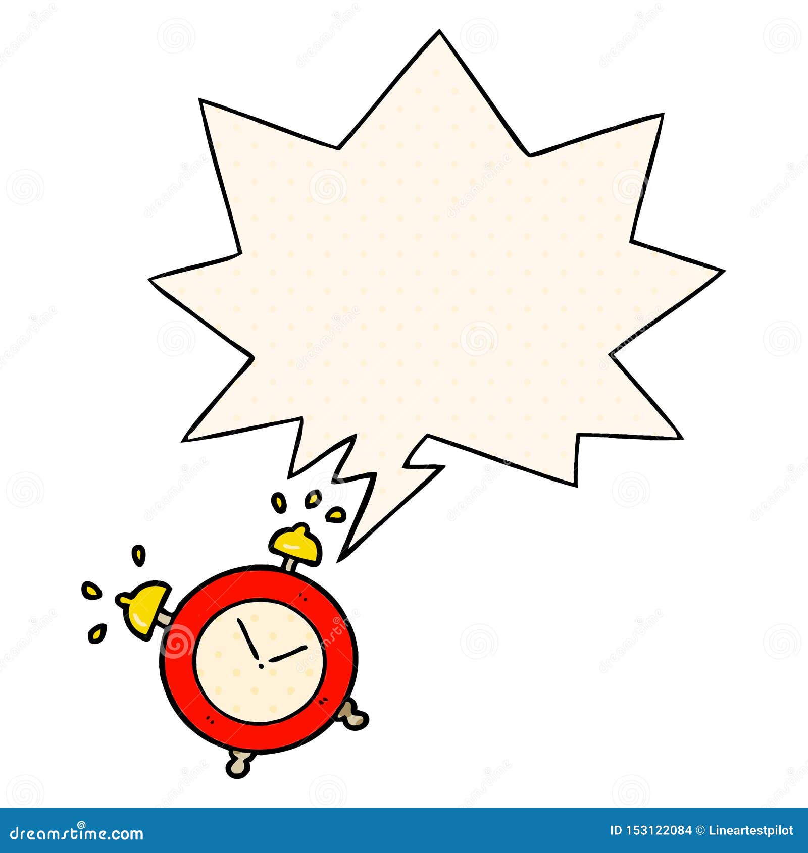 A Creative Cartoon Ringing Alarm Clock and Speech Bubble in Comic Book ...