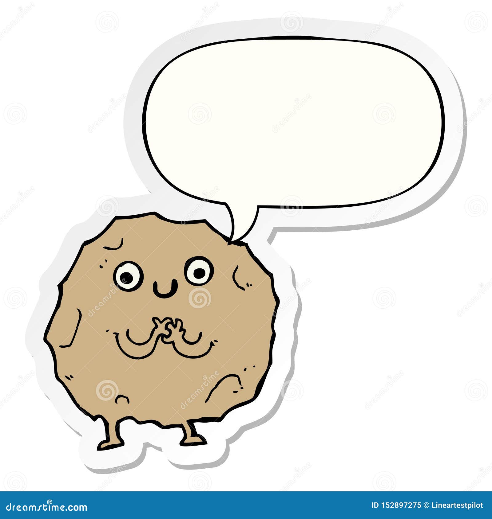 A Creative Cartoon Rock Character and Speech Bubble Sticker Stock ...