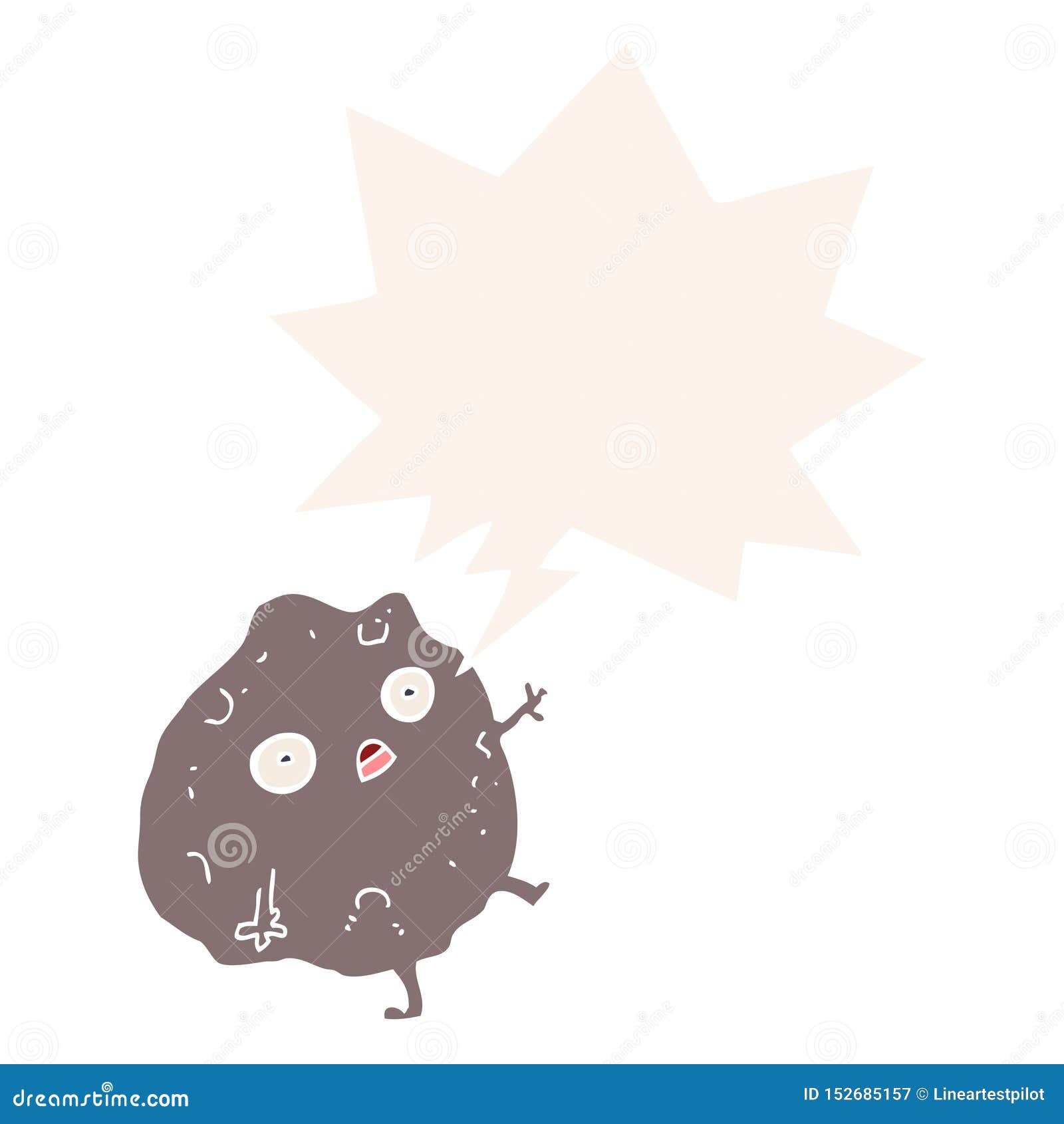 A Creative Cartoon Rock Falling and Speech Bubble in Retro Style Stock ...