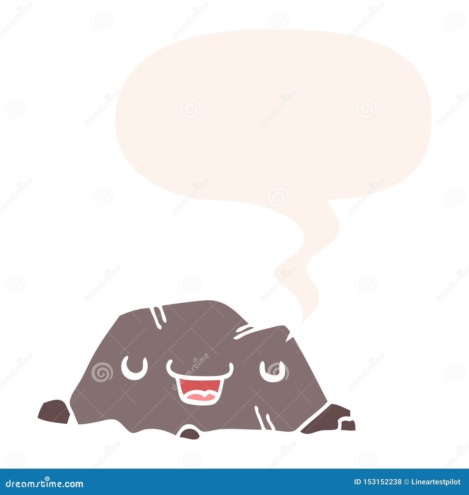 A Creative Cartoon Rock and Speech Bubble in Retro Style Stock Vector ...