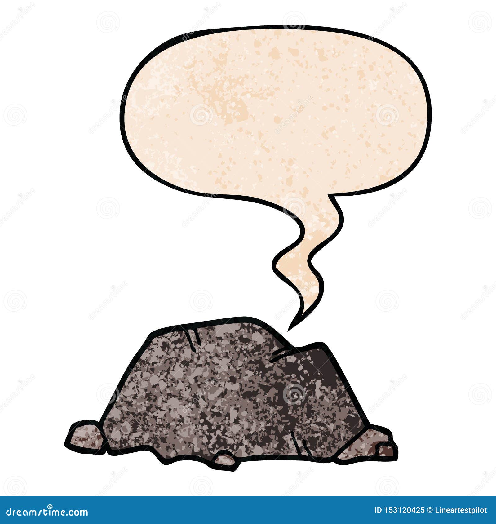 A Creative Cartoon Rock and Speech Bubble in Retro Texture Style Stock ...