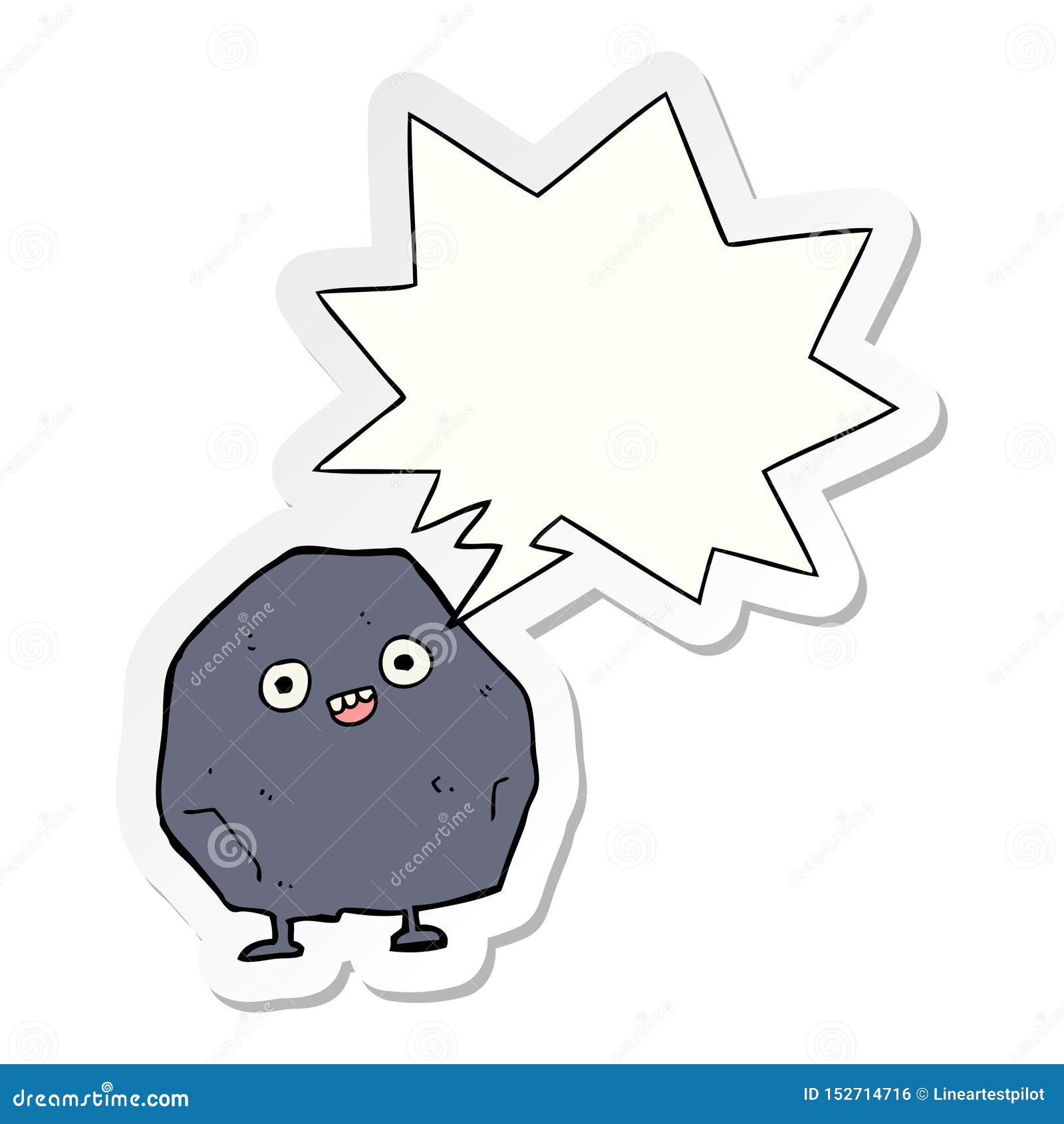 A Creative Cartoon Rock and Speech Bubble Sticker Stock Vector ...