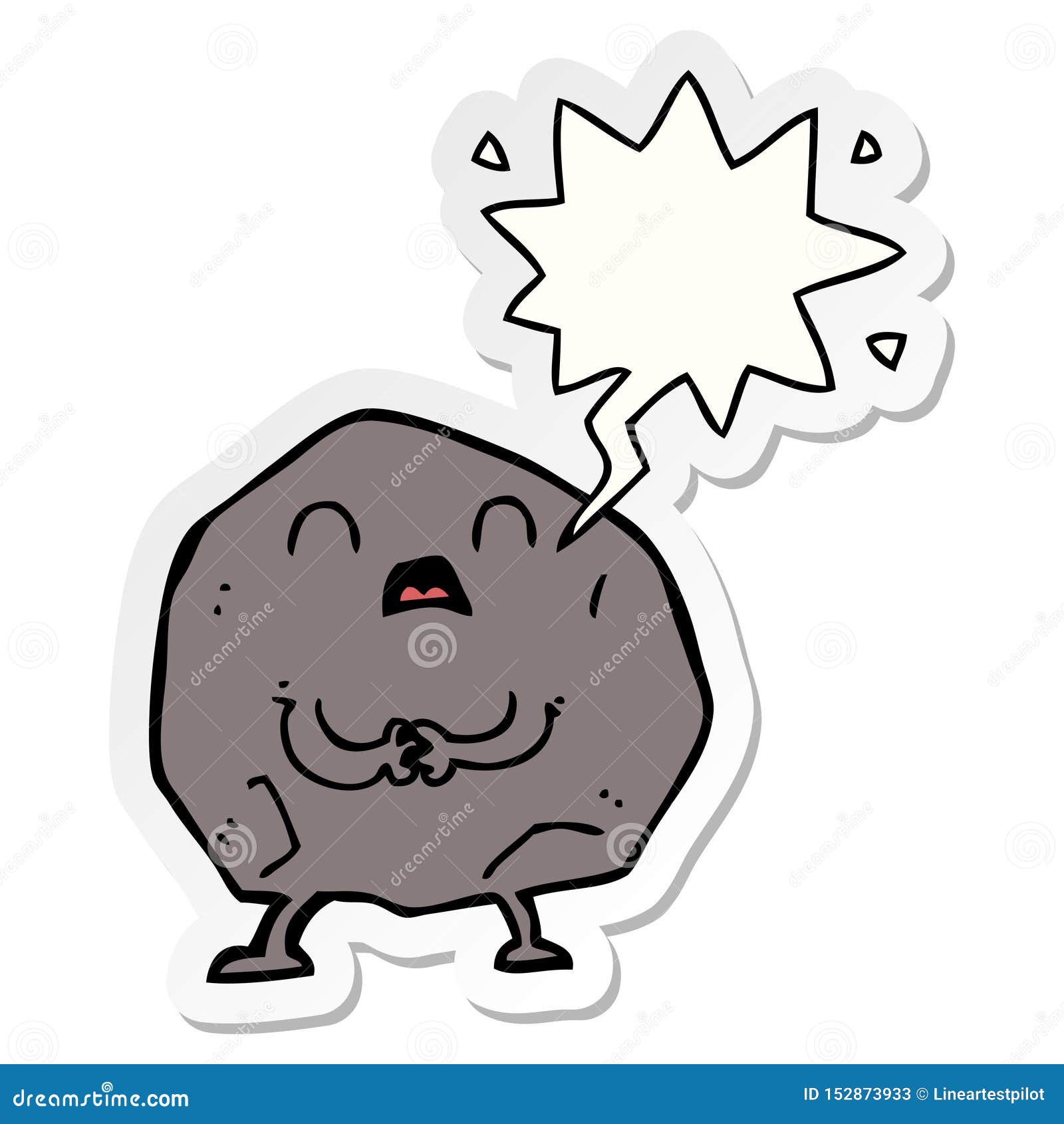 A Creative Cartoon Rock and Speech Bubble Sticker Stock Vector ...