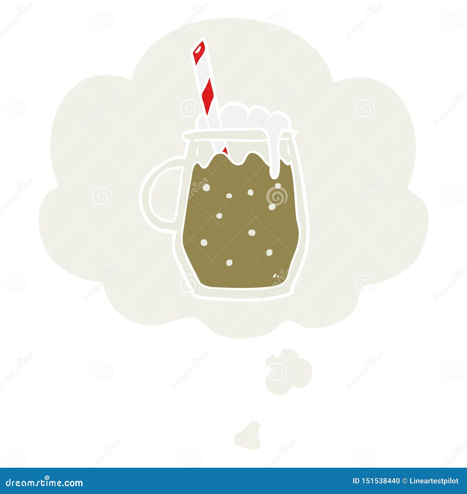 A Creative Cartoon Root Beer and Thought Bubble in Retro Style Stock ...