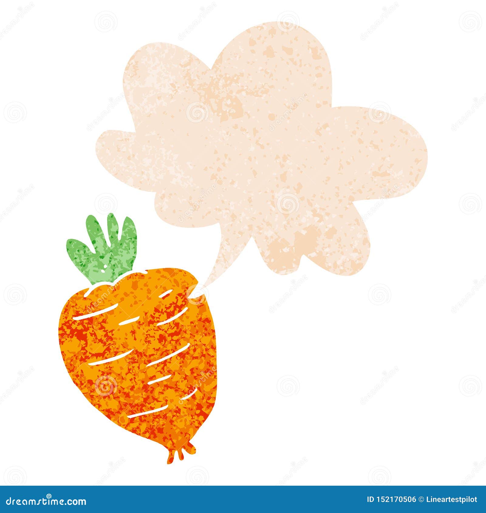 A Creative Cartoon Root Vegetable and Speech Bubble in Retro Textured ...