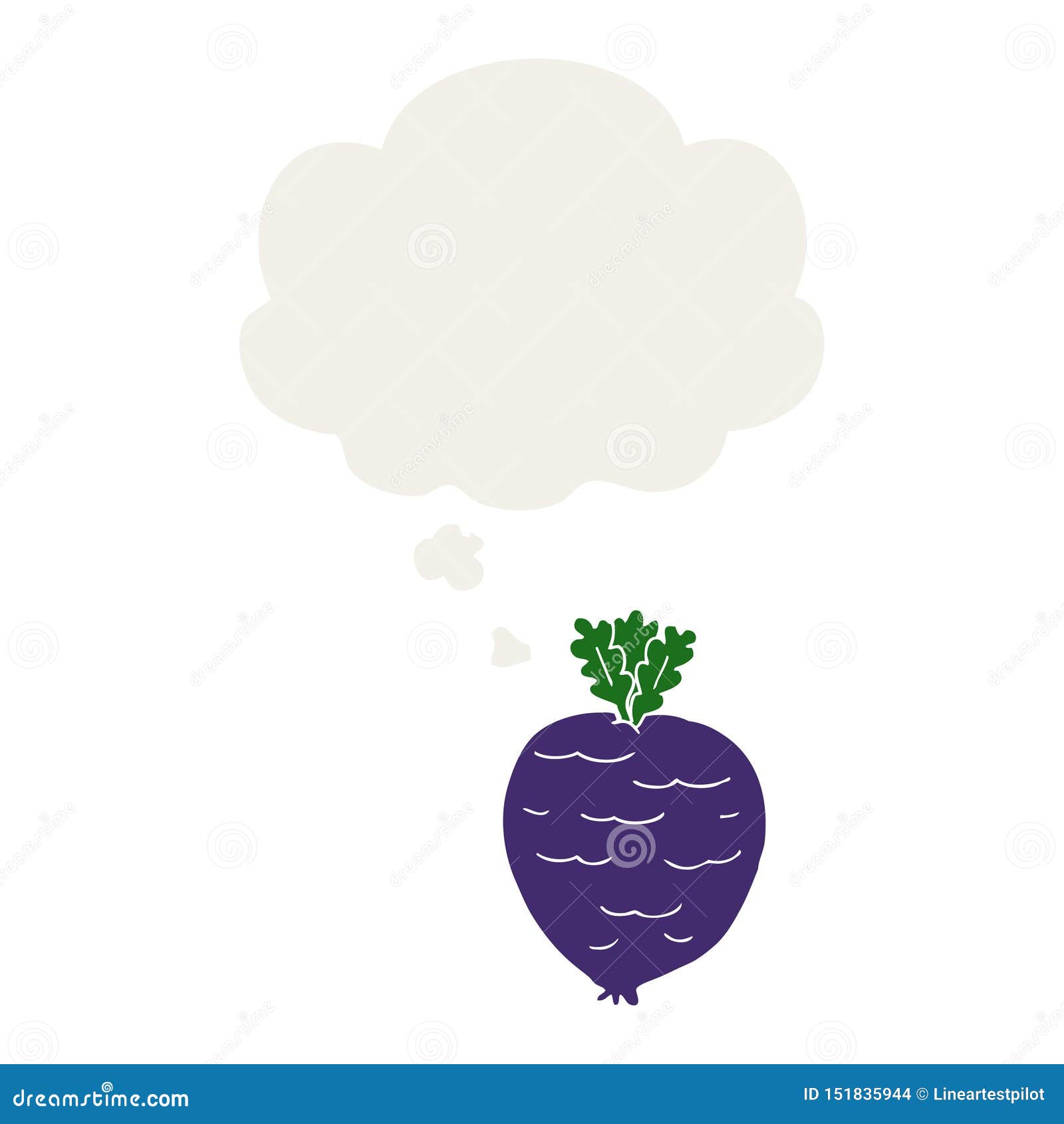 A Creative Cartoon Root Vegetable and Thought Bubble in Retro Style ...