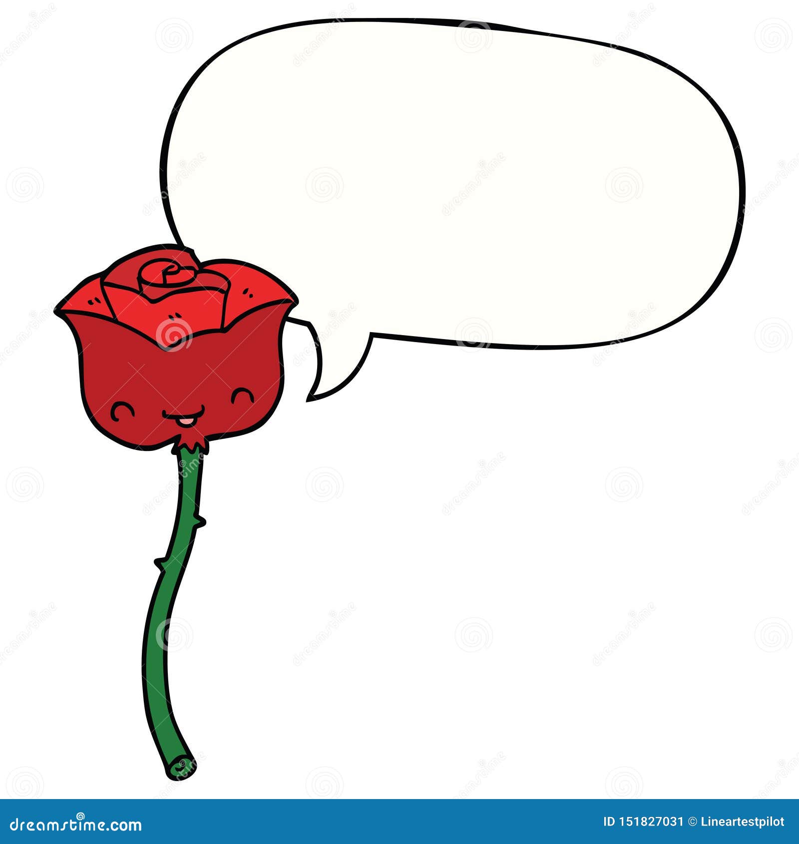 A Creative Cartoon Rose and Speech Bubble Stock Vector - Illustration ...