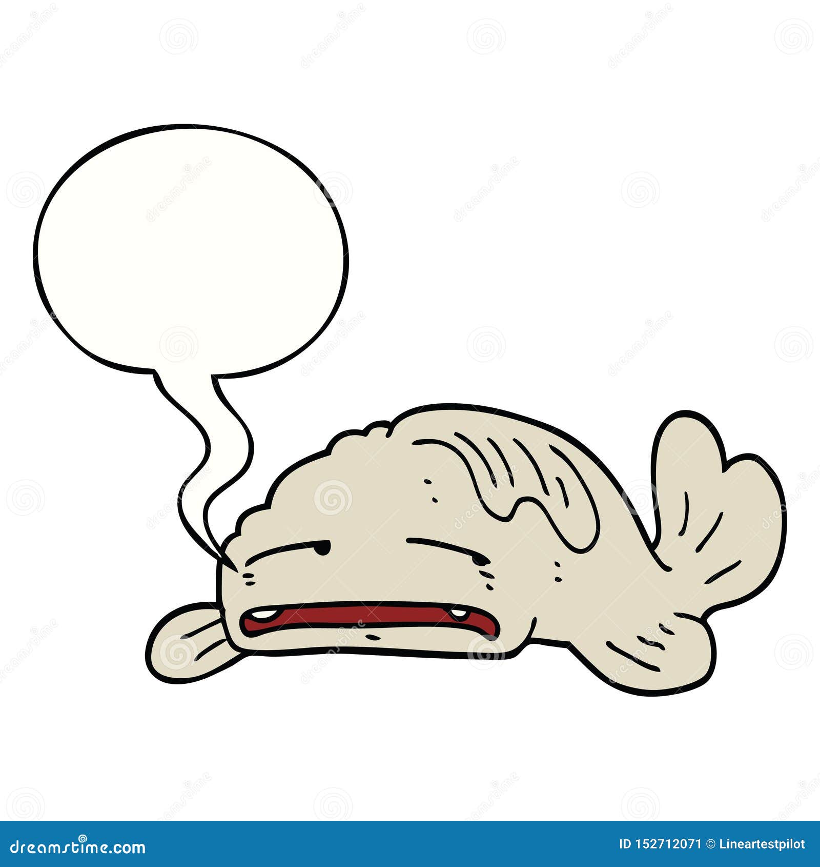 A Creative Cartoon Sad Old Fish and Speech Bubble Stock Vector ...