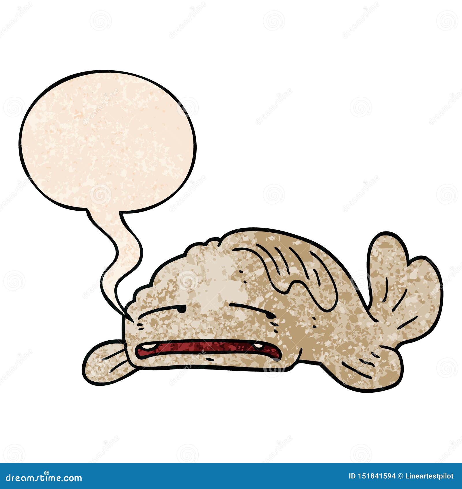 A Creative Cartoon Sad Old Fish and Speech Bubble in Retro Texture ...