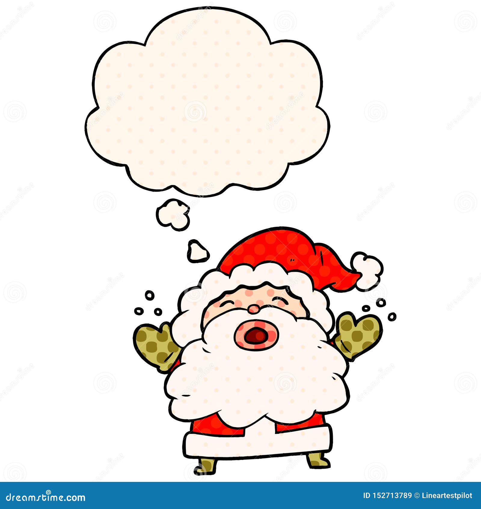 A Creative Cartoon Santa Claus Shouting and Thought Bubble in Comic ...