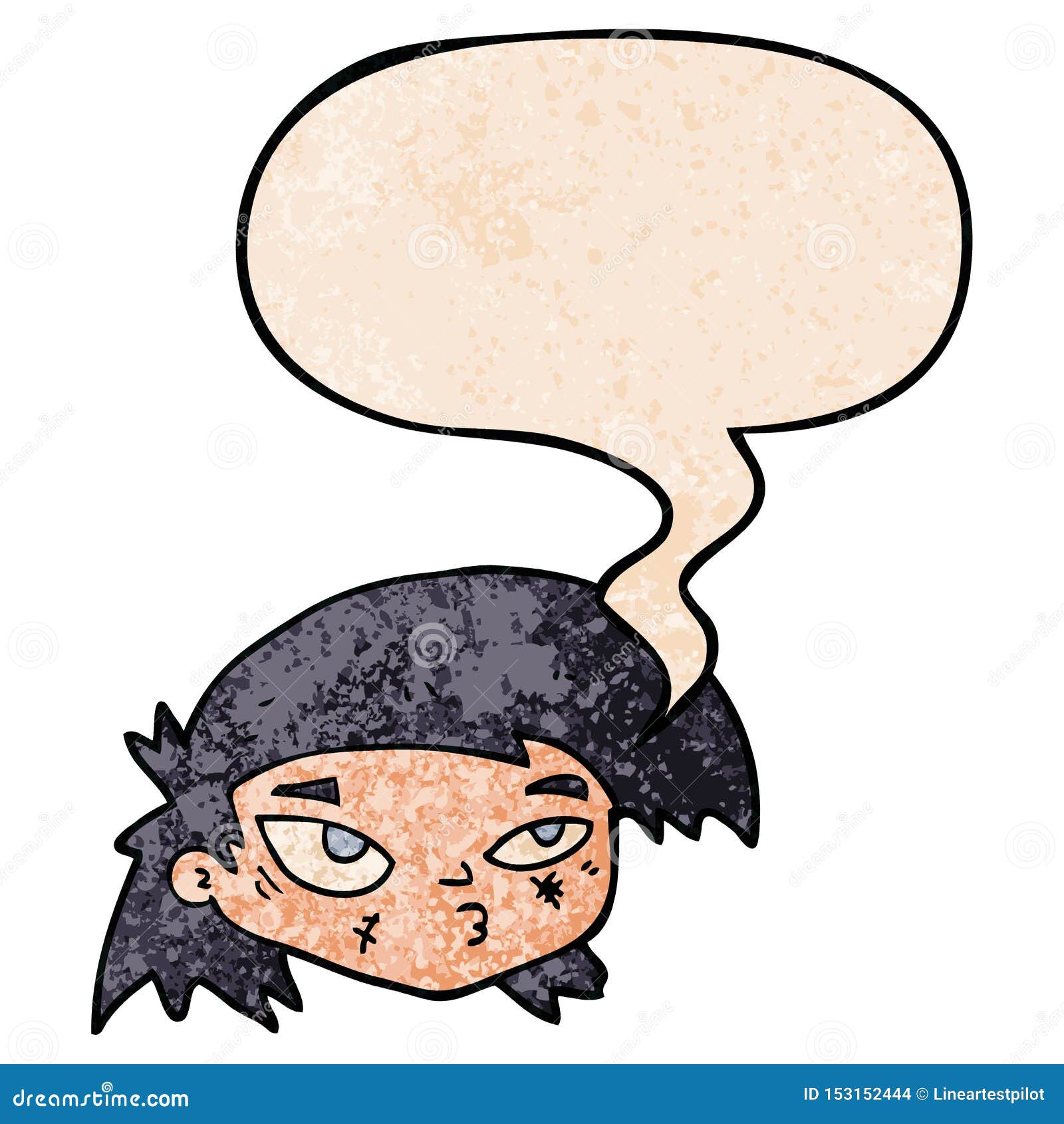 A Creative Cartoon Scratched Up Face and Speech Bubble in Retro Texture ...