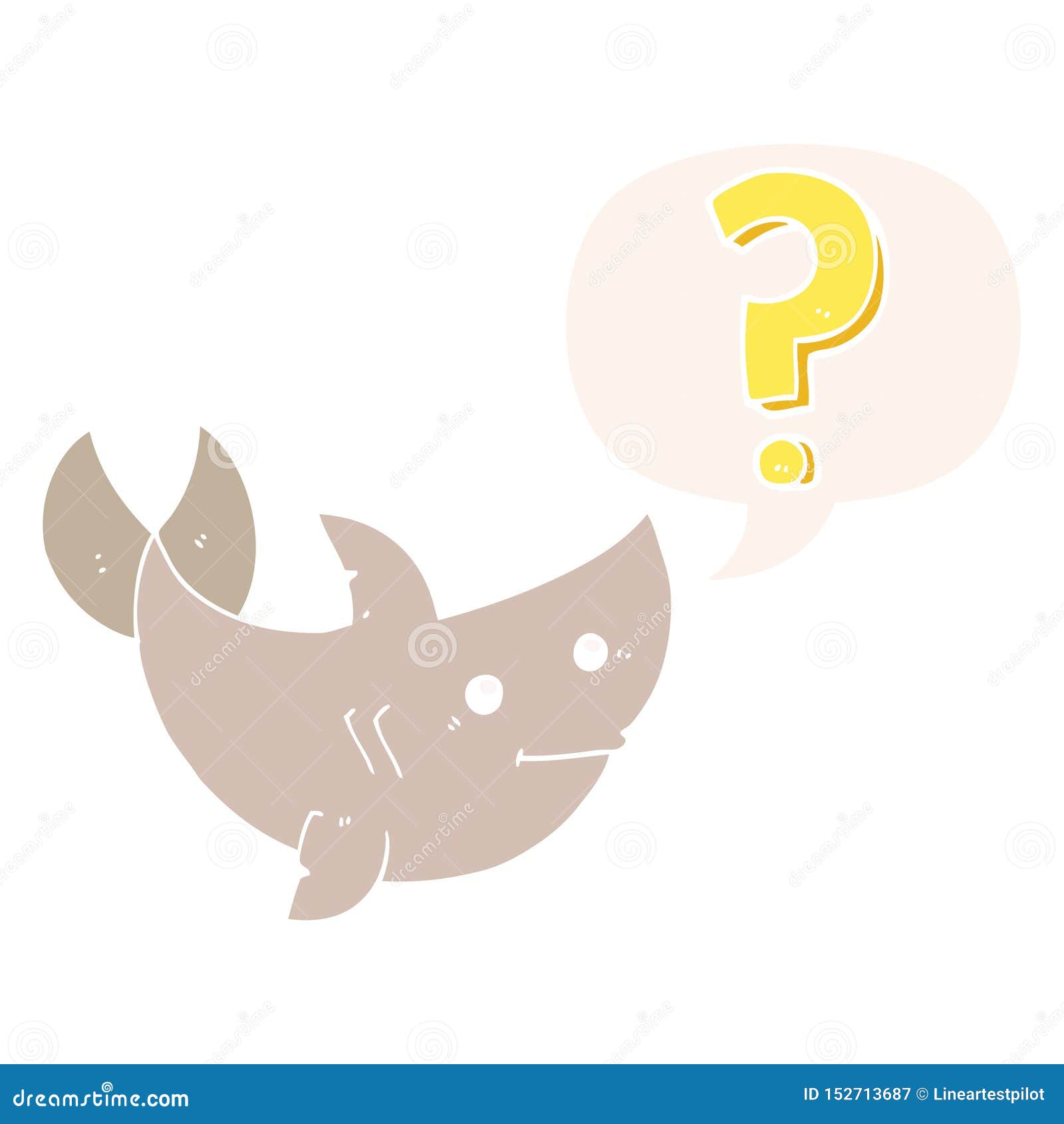 A Creative Cartoon Shark Asking Question and Speech Bubble in Retro ...