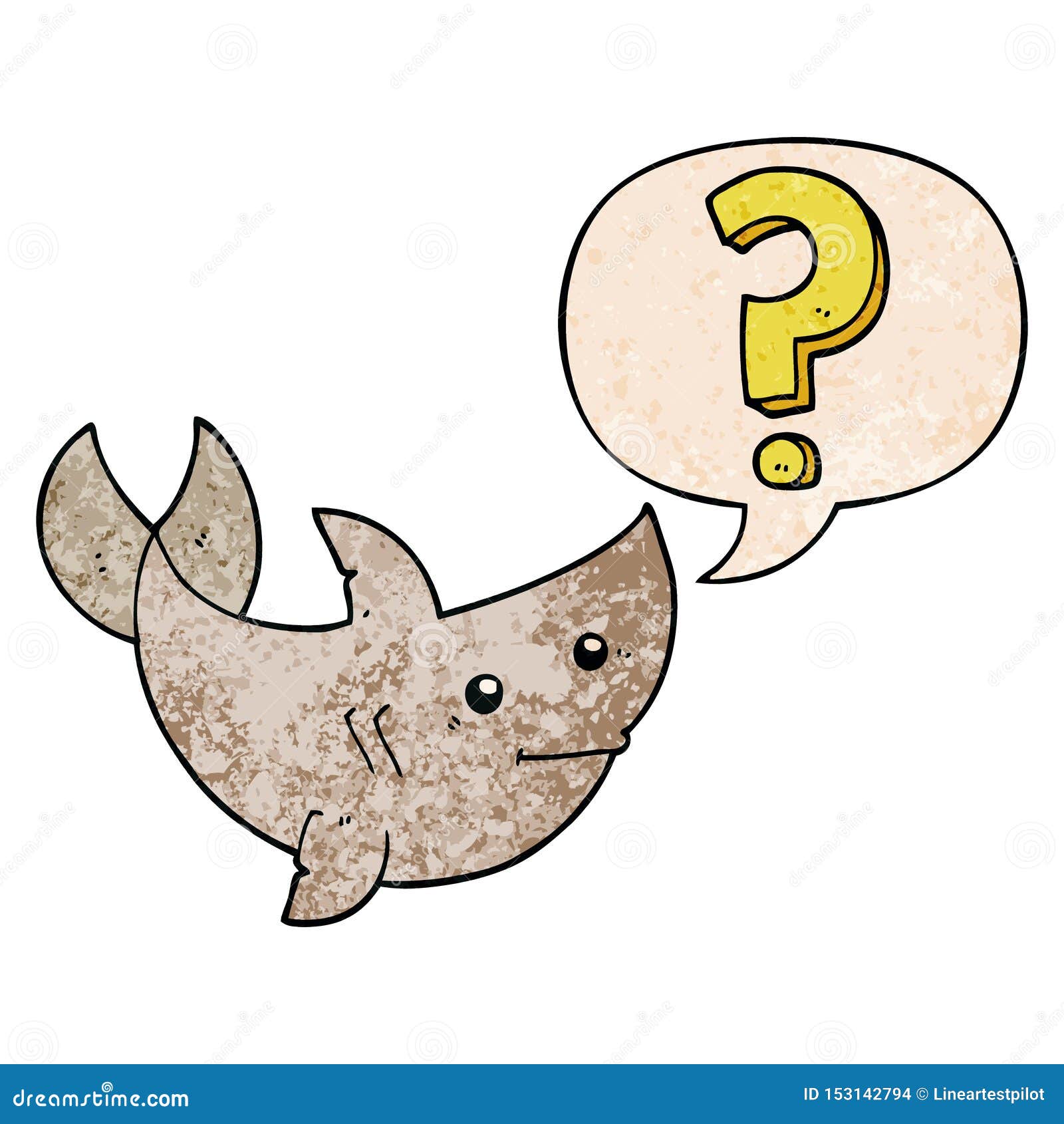 A Creative Cartoon Shark Asking Question and Speech Bubble in Retro ...