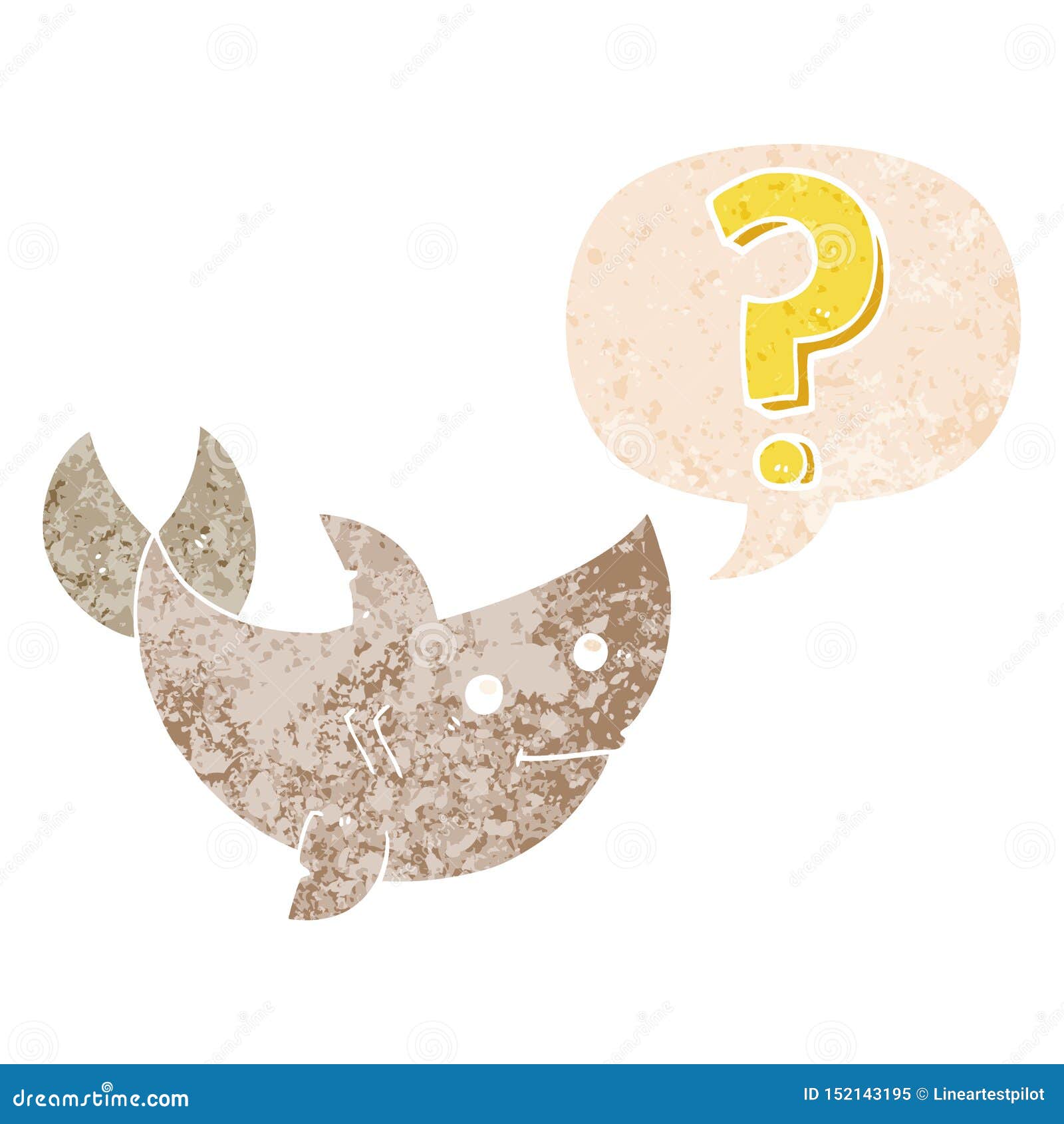 A Creative Cartoon Shark Asking Question and Speech Bubble in Retro ...
