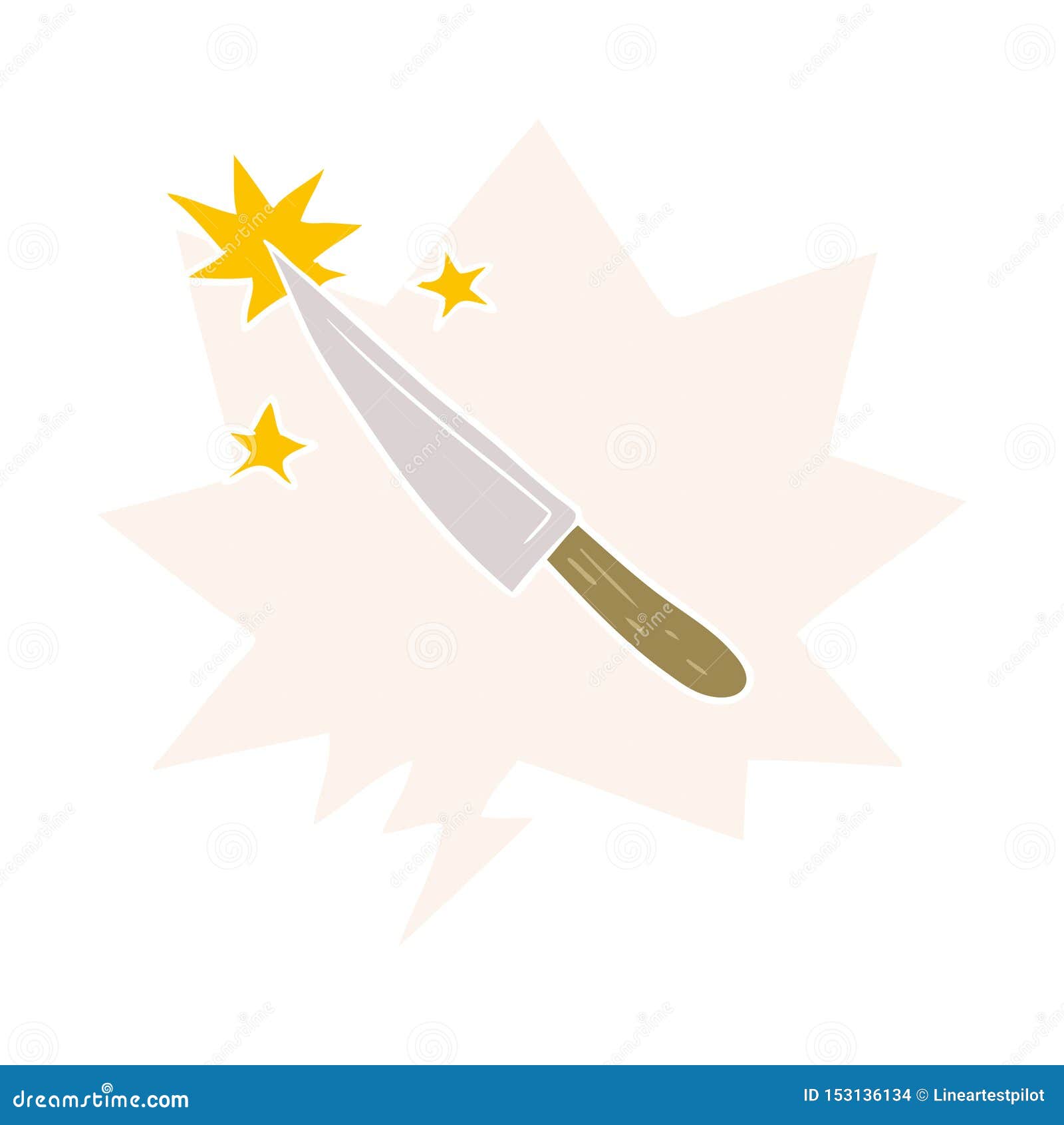 A Creative Cartoon Sharp Kitchen Knife and Speech Bubble in Retro Style ...