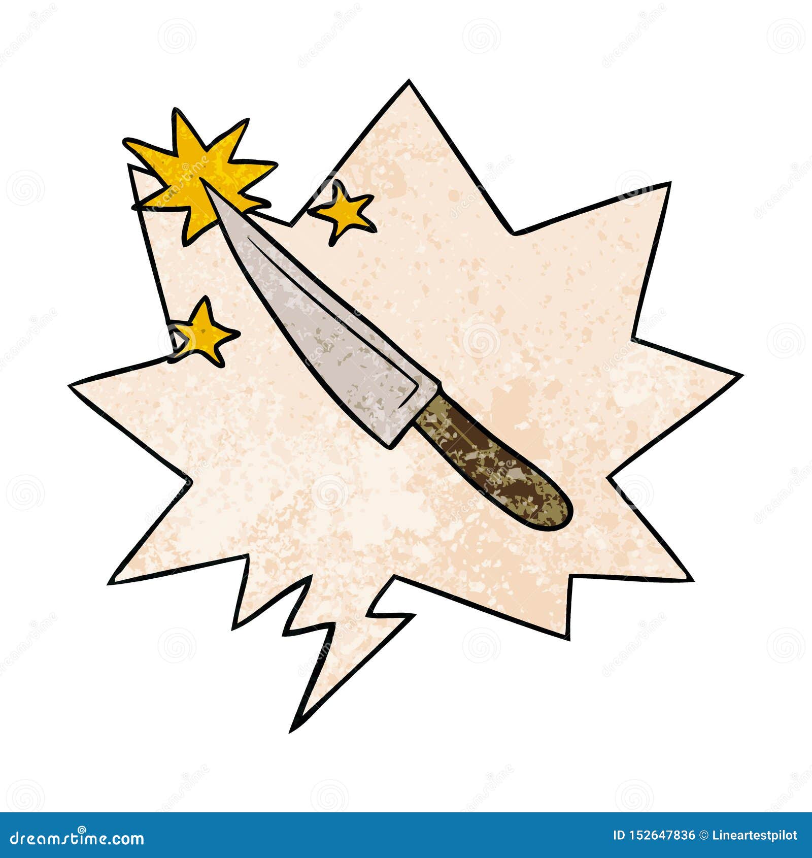 A Creative Cartoon Sharp Kitchen Knife and Speech Bubble in Retro ...