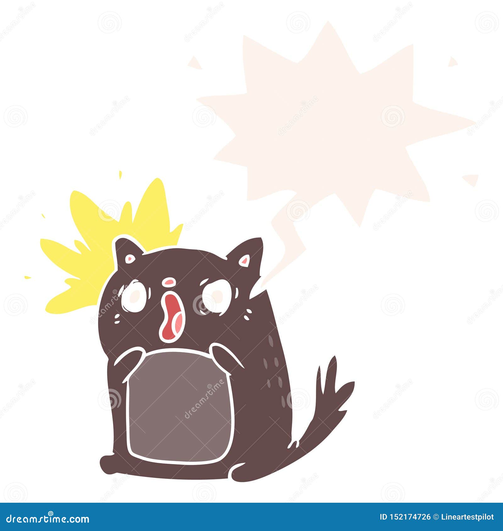 A Creative Cartoon Shocked Cat Amazed and Speech Bubble in Retro Style ...
