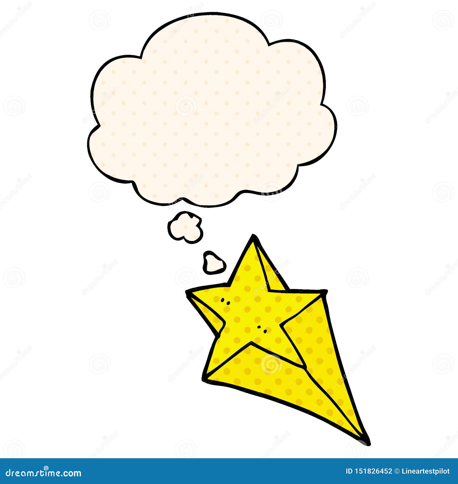 A Creative Cartoon Shooting Star and Thought Bubble in Comic Book Style ...