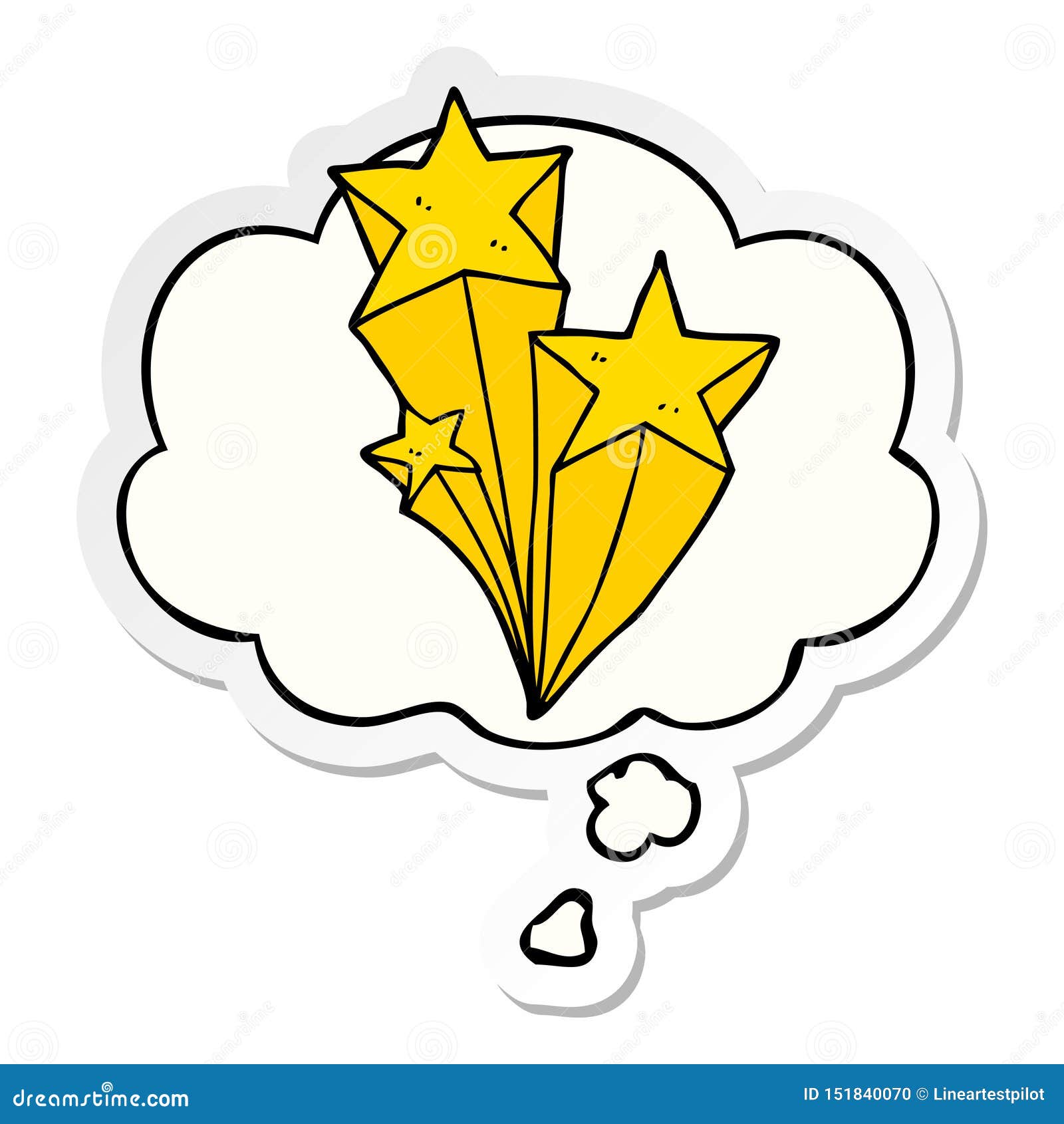 A Creative Cartoon Shooting Stars and Thought Bubble As a Printed ...