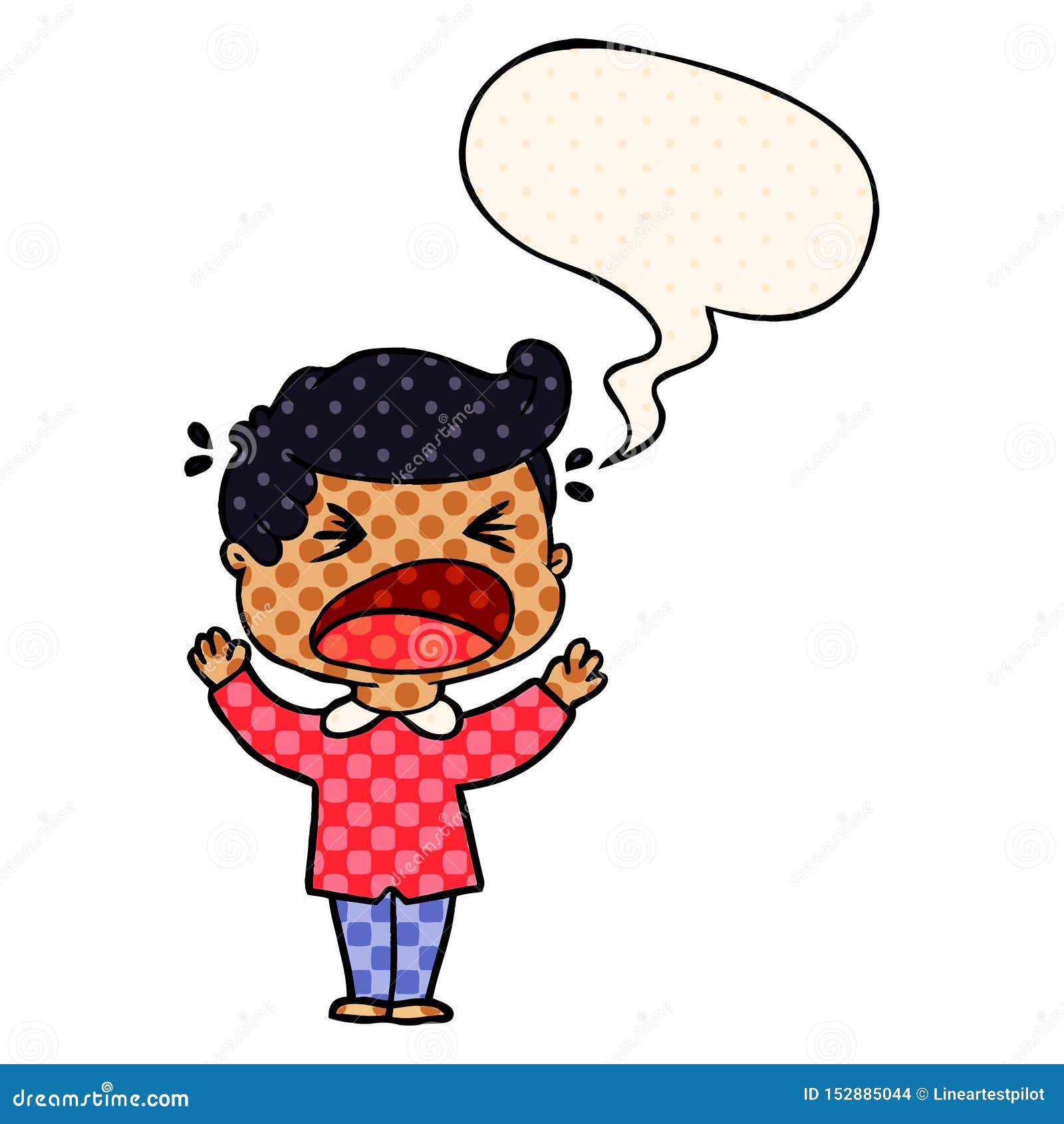 A Creative Cartoon Shouting Man and Speech Bubble in Comic Book Style ...