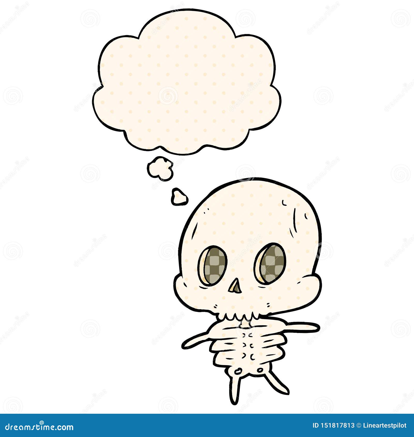 A Creative Cartoon Skeleton and Thought Bubble in Comic Book Style ...