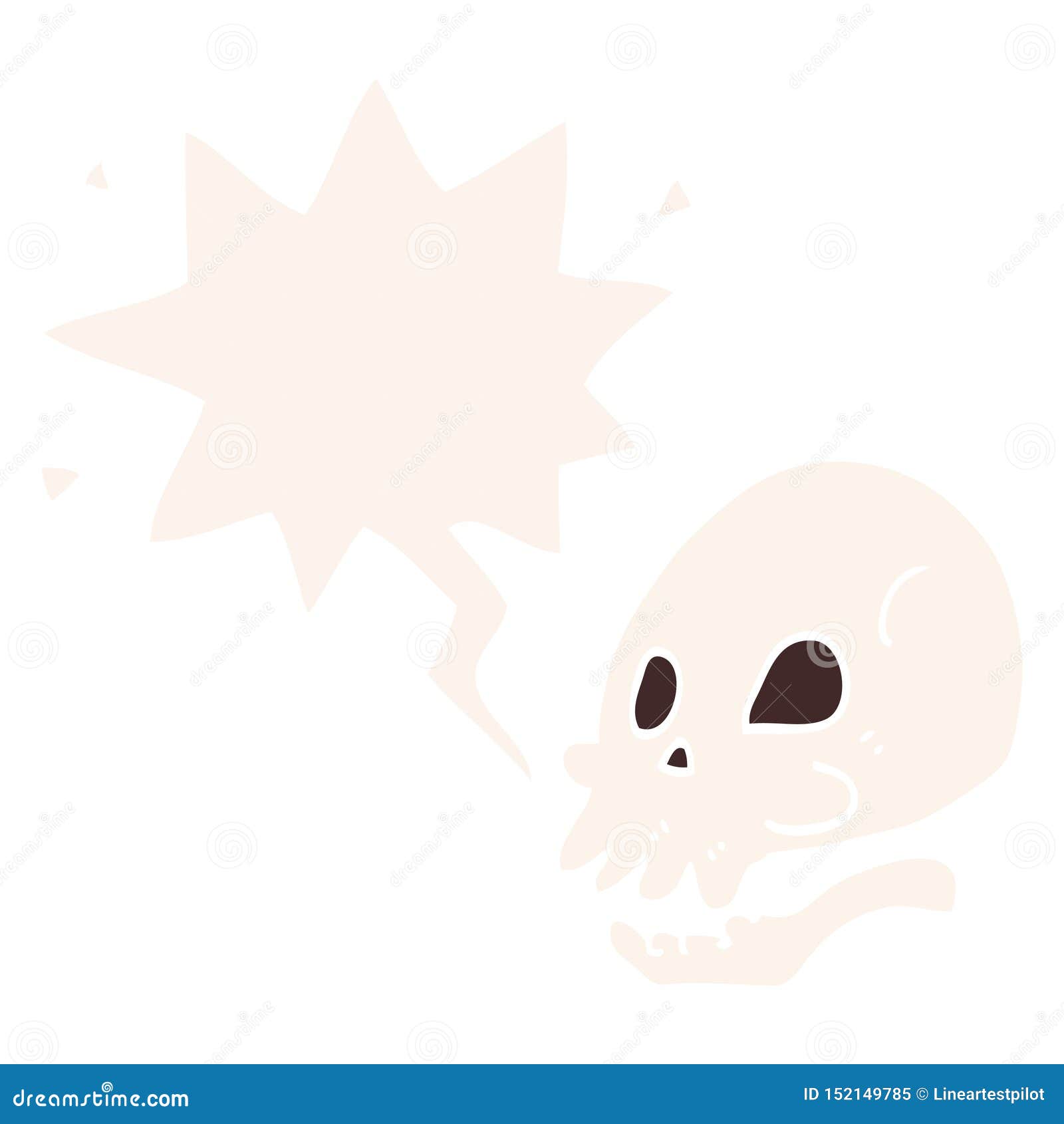 A Creative Cartoon Skull and Speech Bubble in Retro Style Stock Vector ...