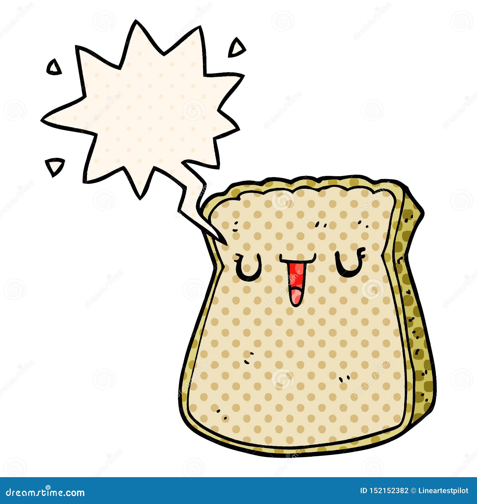 A Creative Cartoon Slice of Bread and Speech Bubble in Comic Book Style ...