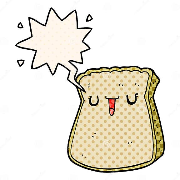 A Creative Cartoon Slice of Bread and Speech Bubble in Comic Book Style ...