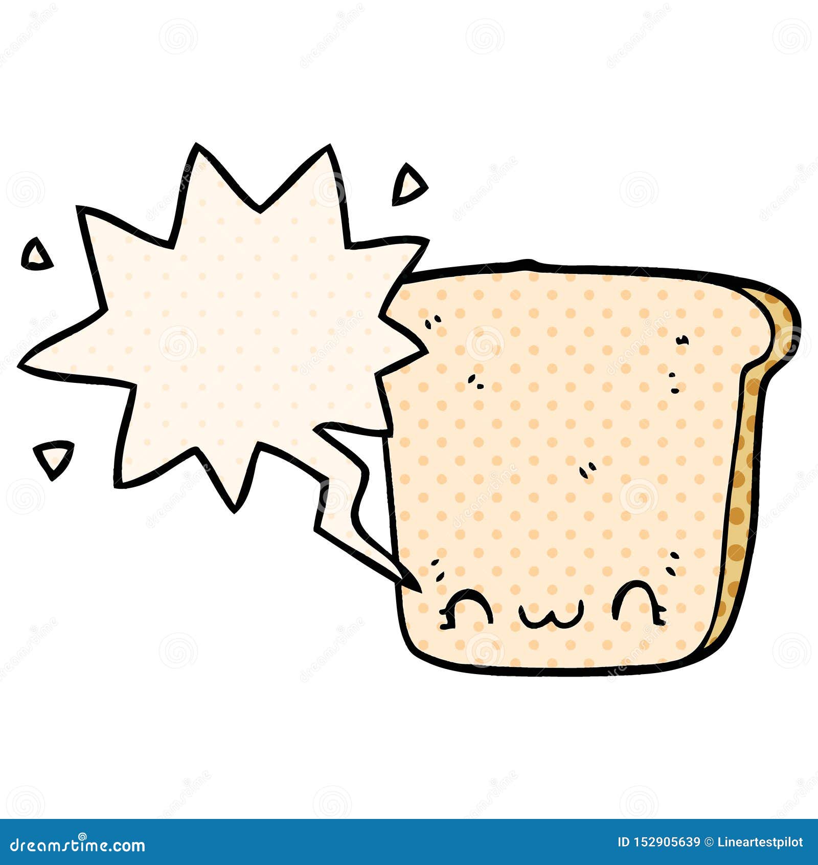 A Creative Cartoon Slice of Bread and Speech Bubble in Comic Book Style ...
