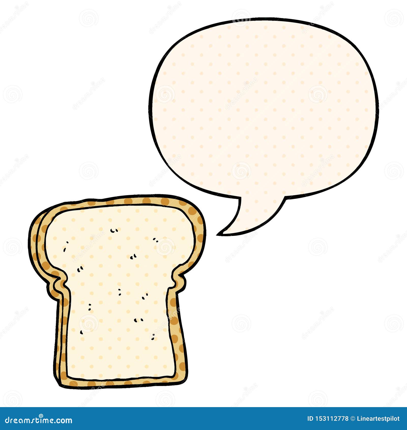 A Creative Cartoon Slice of Bread and Speech Bubble in Comic Book Style ...